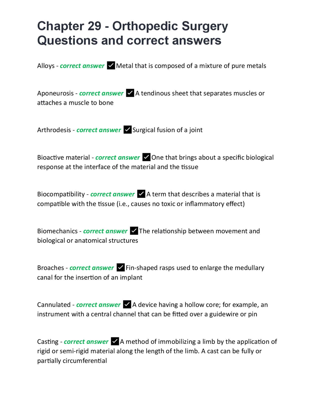 Chapter 29 - Orthopedic Surgery Questions and correct answers ...