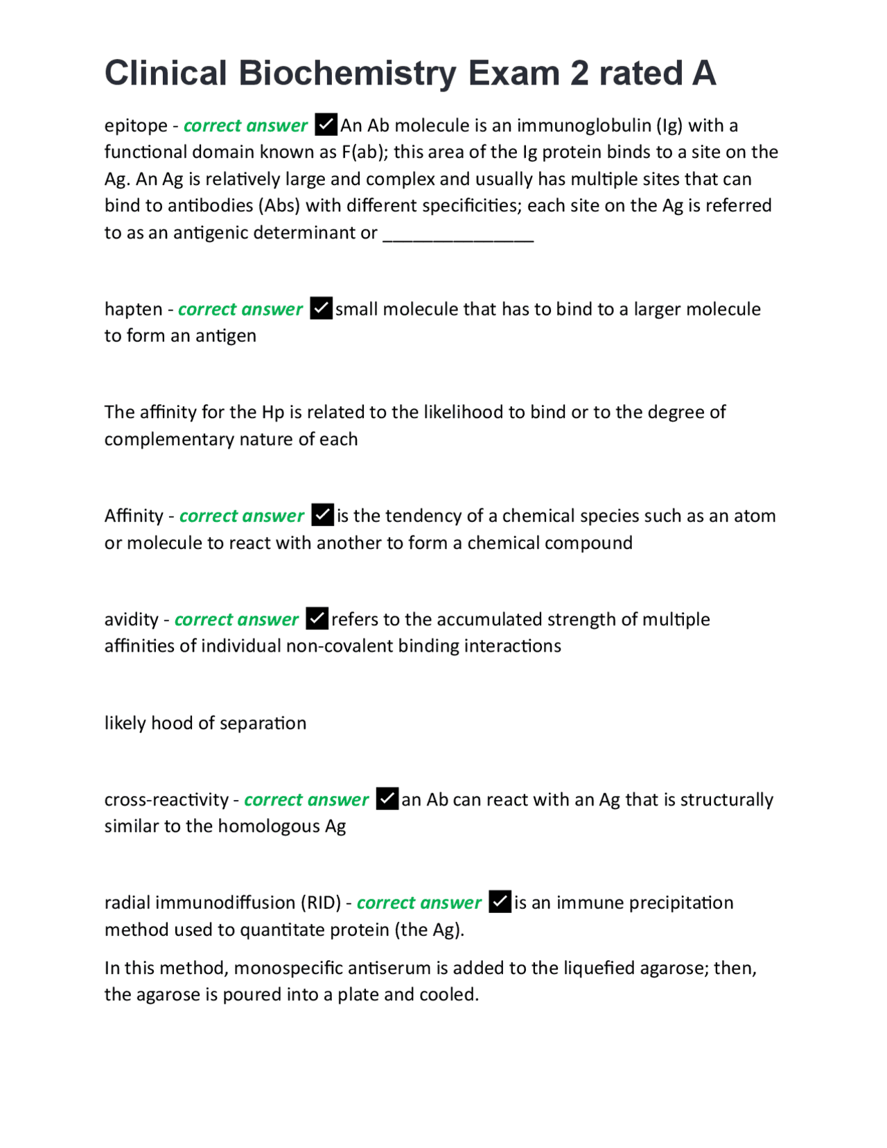 Clinical Biochemistry Exam Questions and Answers: Immunoassays and ...