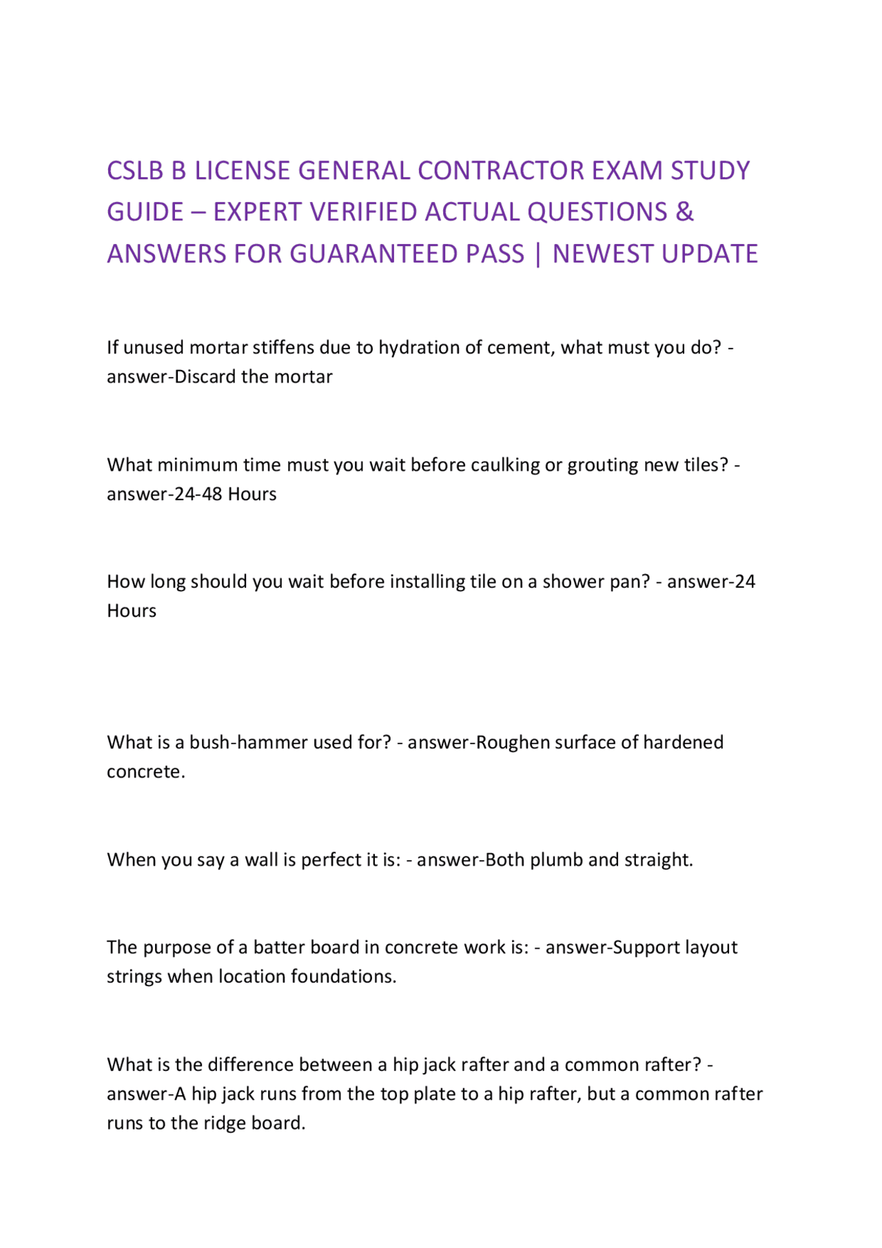 CSLB B LICENSE GENERAL CONTRACTOR EXAM STUDY GUIDE – EXPERT VERIFIED ...