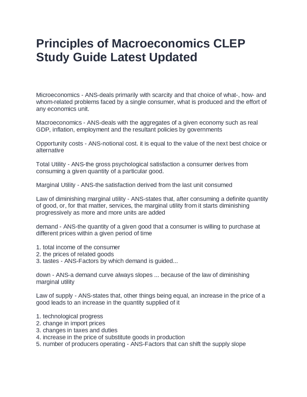 Principles of Macroeconomics: A Concise Study Guide | Exams Advanced ...