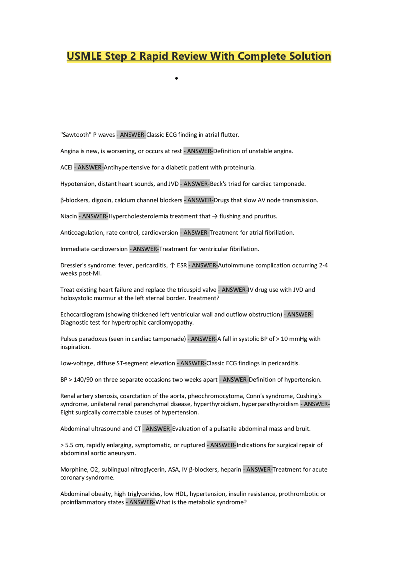 USMLE Step 2 Rapid Review With Complete Solution | Exams Health ...