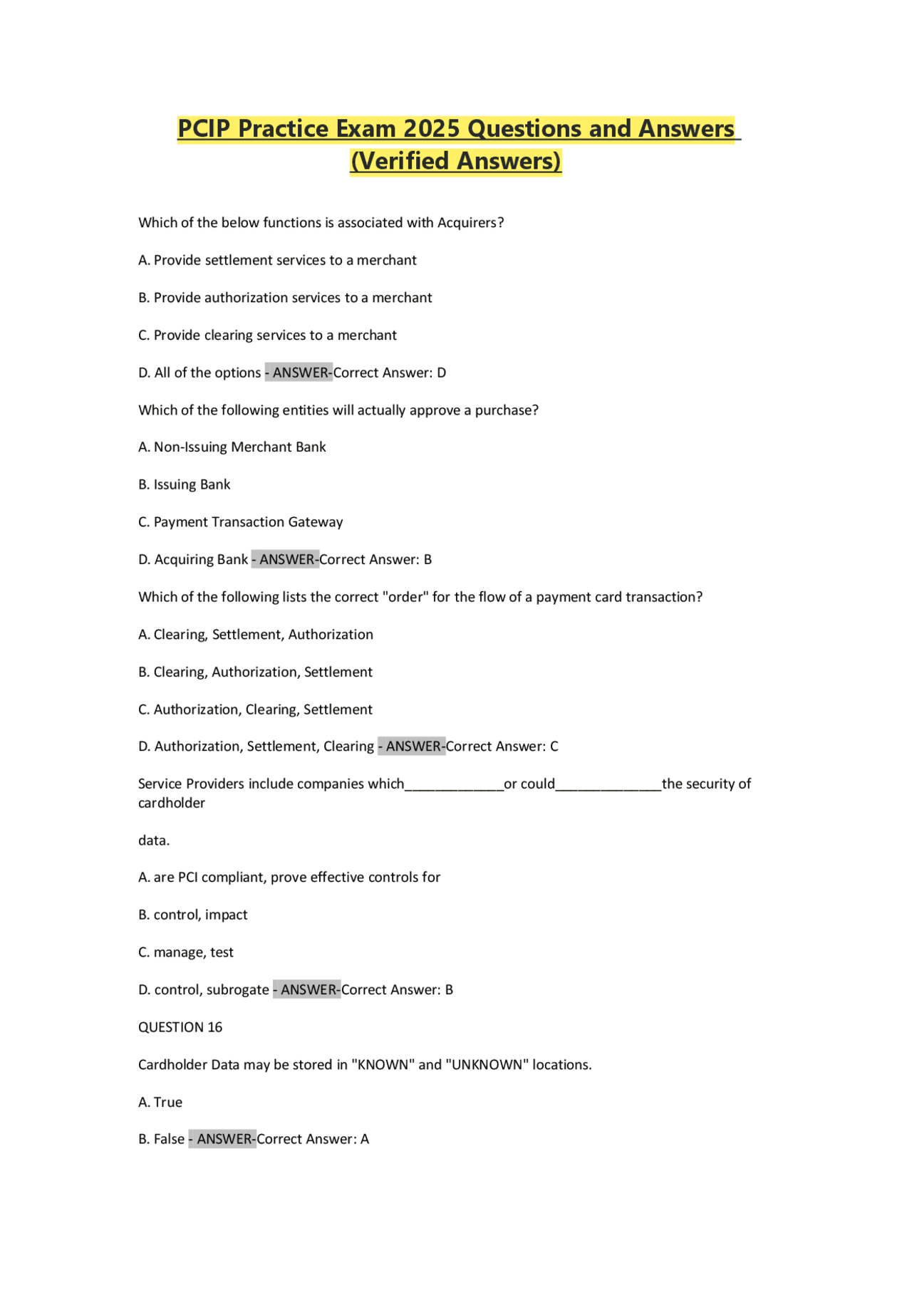 PCI DSS Practice Exam: Questions and Answers for 2025 | Exams Health ...