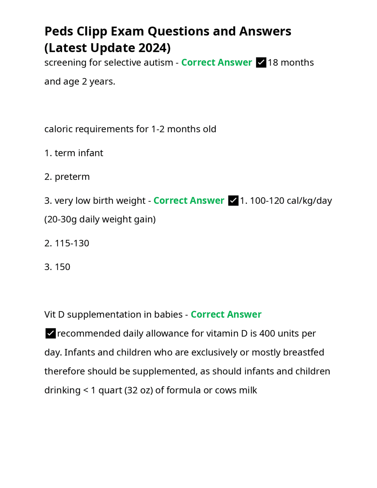 Pediatric Clinical Examination Questions and Answers: A Comprehensive ...