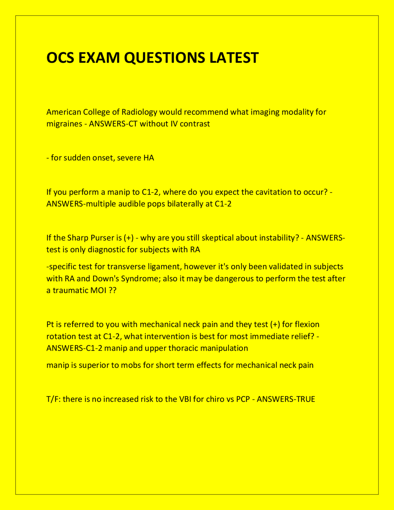OCS EXAM QUESTIONS LATEST QUESTIONS AND ANSWERS 2025 | Exams Nursing ...