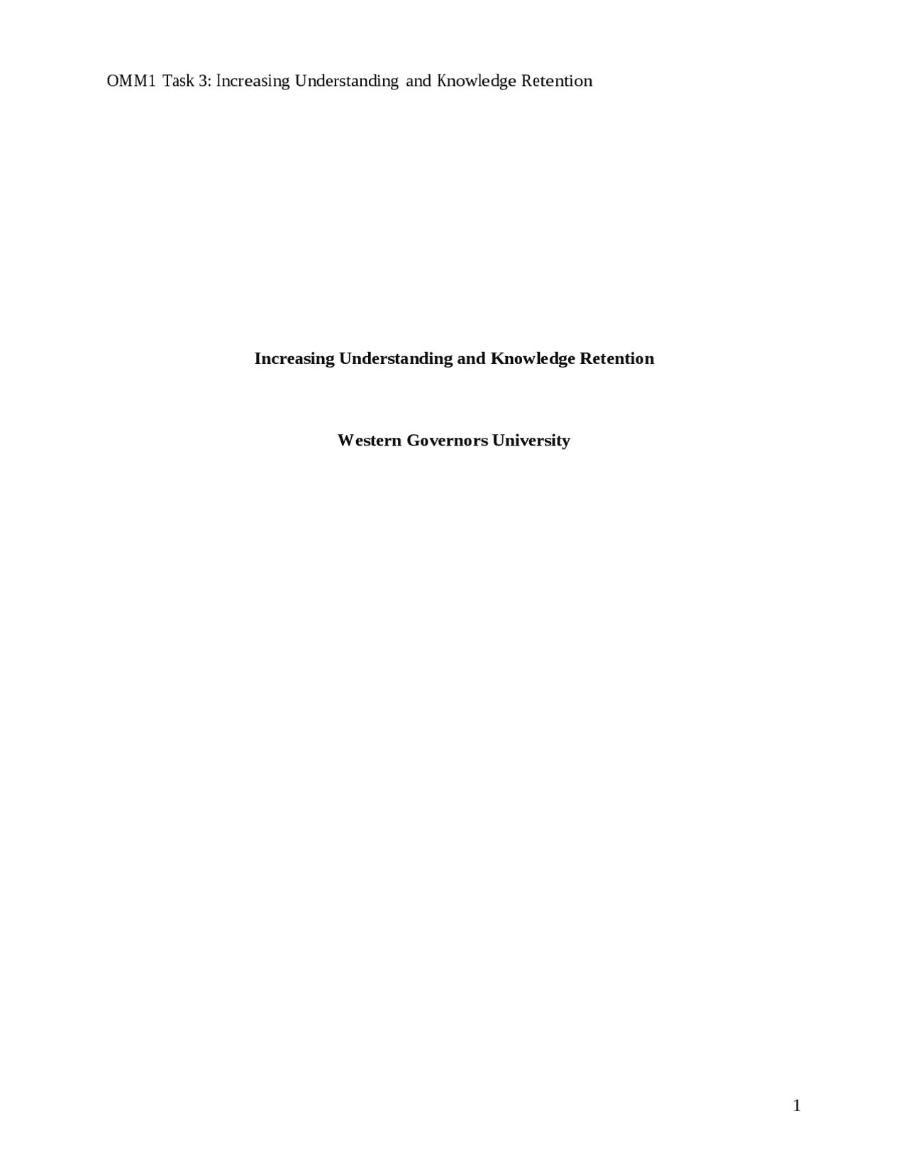 OMM1 Task 3: Increasing Understanding and Knowledge Retent | Thesis Accounting | Docsity