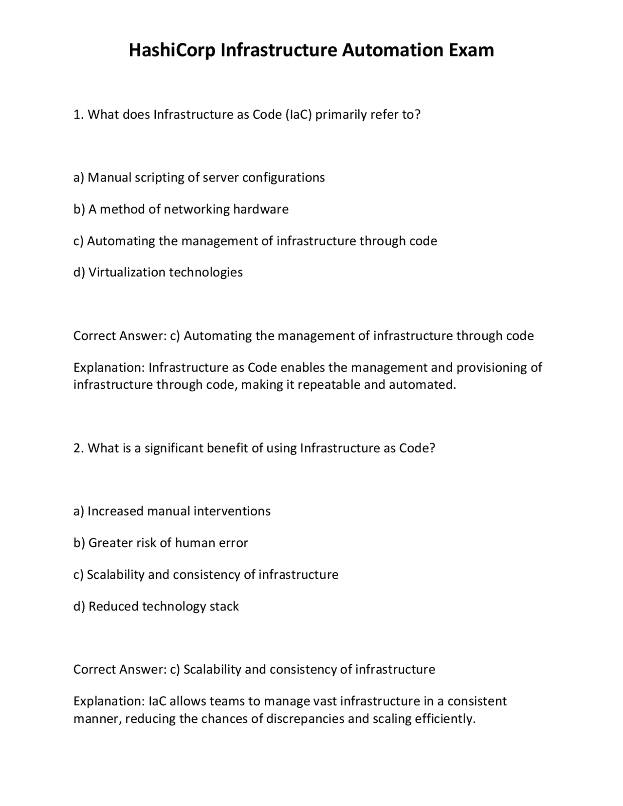 Hashicorp Infrastructure Automation Exam Exams Technology Docsity