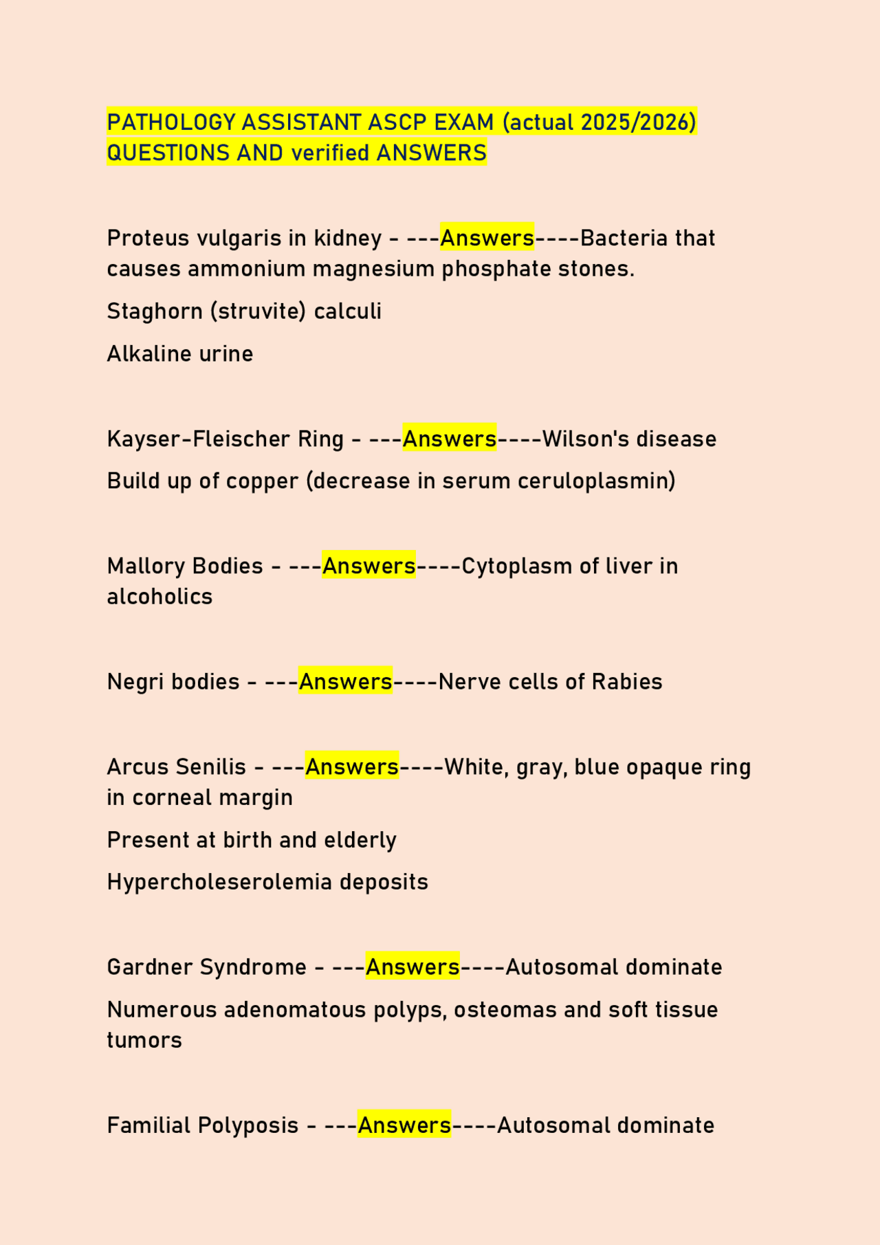 PATHOLOGY ASSISTANT ASCP EXAM (actual 2025/2026) QUESTIONS AND verified ...