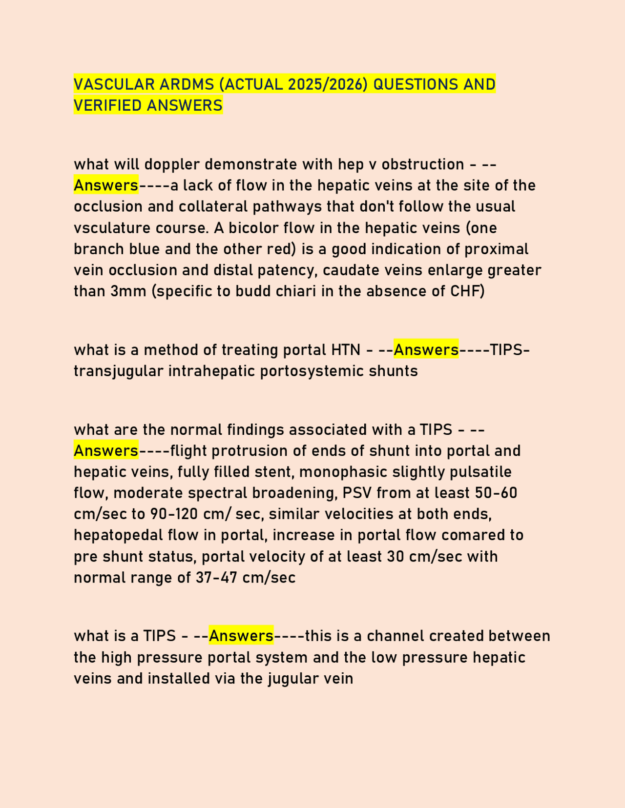 Vascular ARDMS (2025/2026): Hepatic, Portal Hypertension, and Renal ...