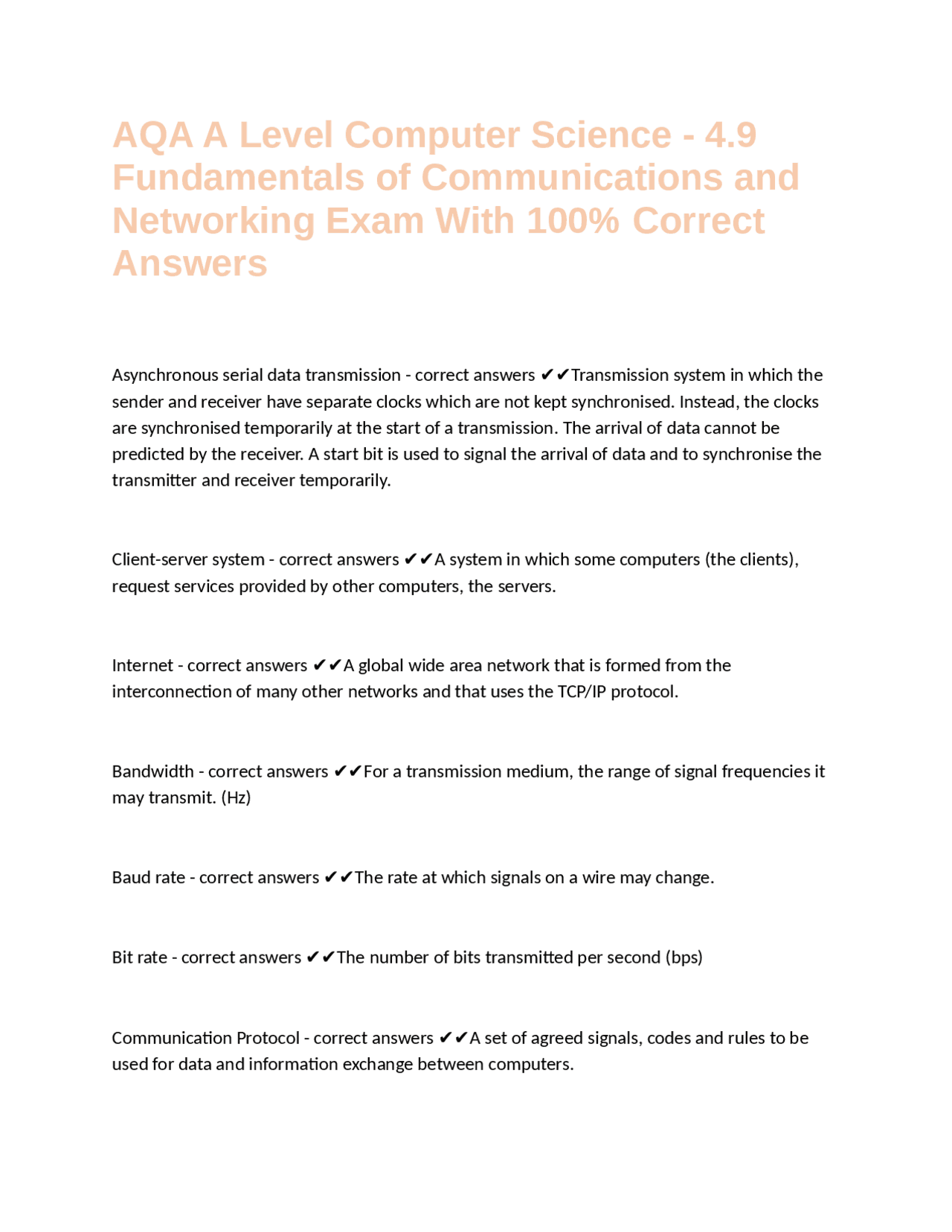 AQA A Level Computer Science: Fundamentals of Communications and Networking | Exams Computer ...