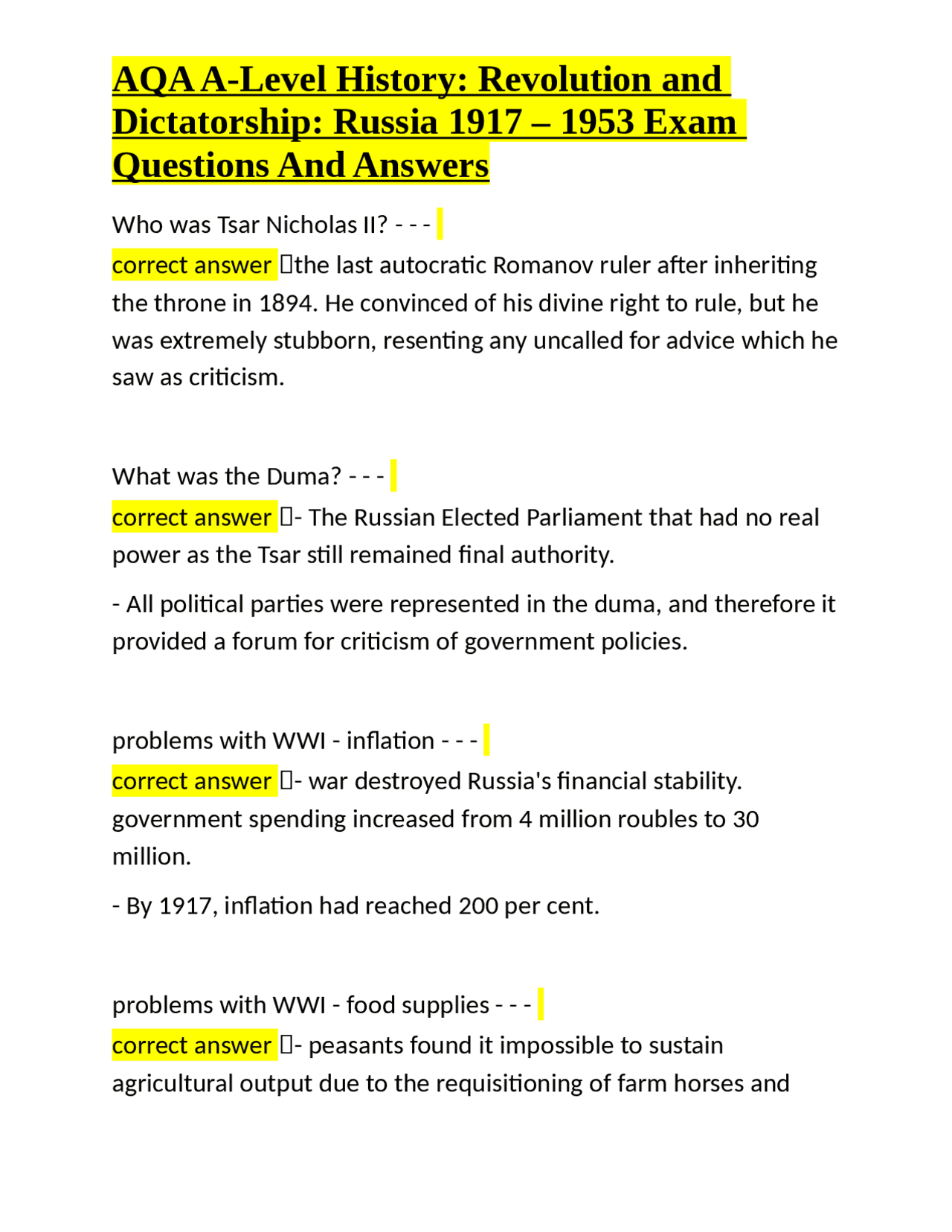 AQA A-Level History: Revolution and Dictatorship: Russia 1917 – 1953 ...