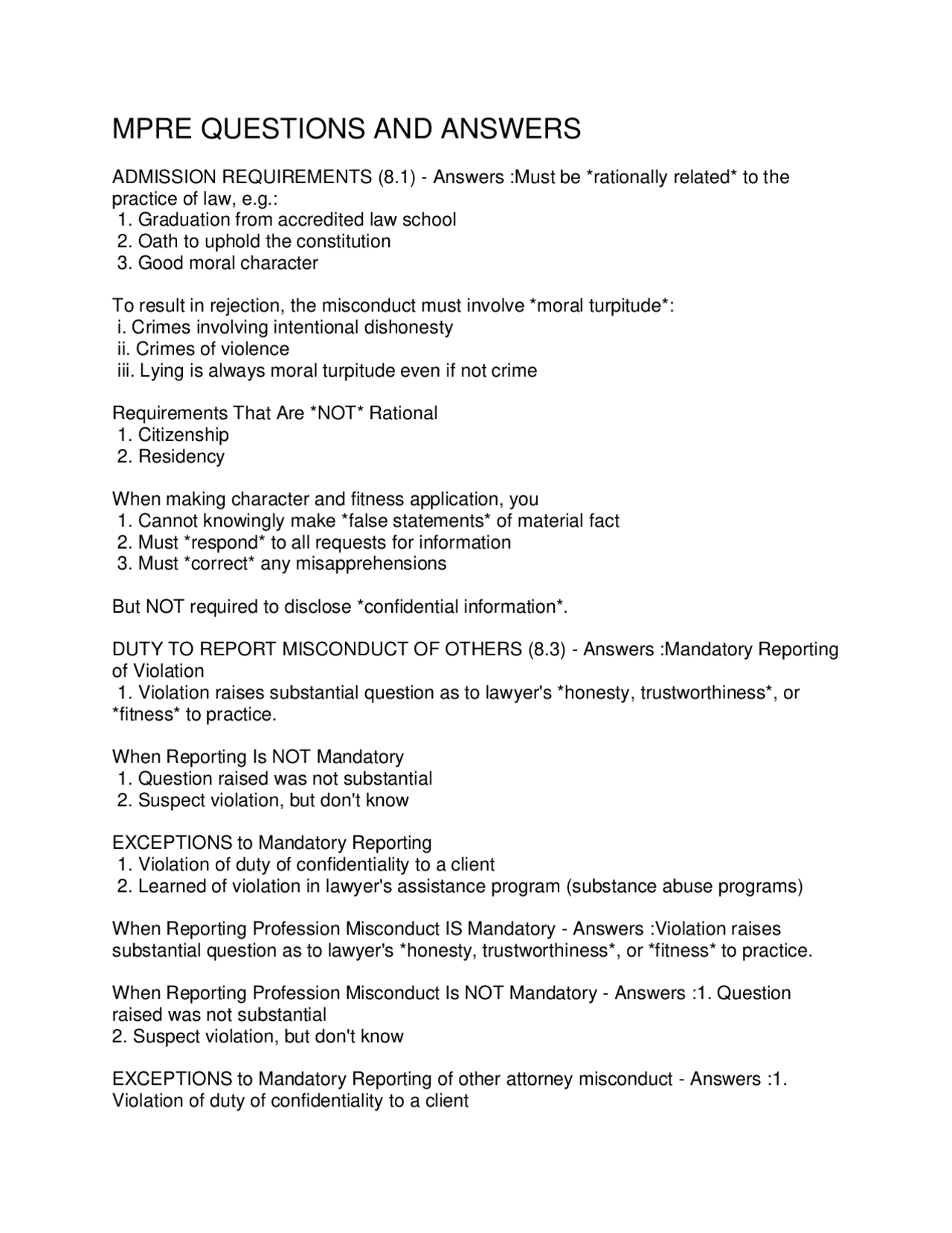 MPRE Questions and Answers: A Guide to Legal Ethics and Professional ...