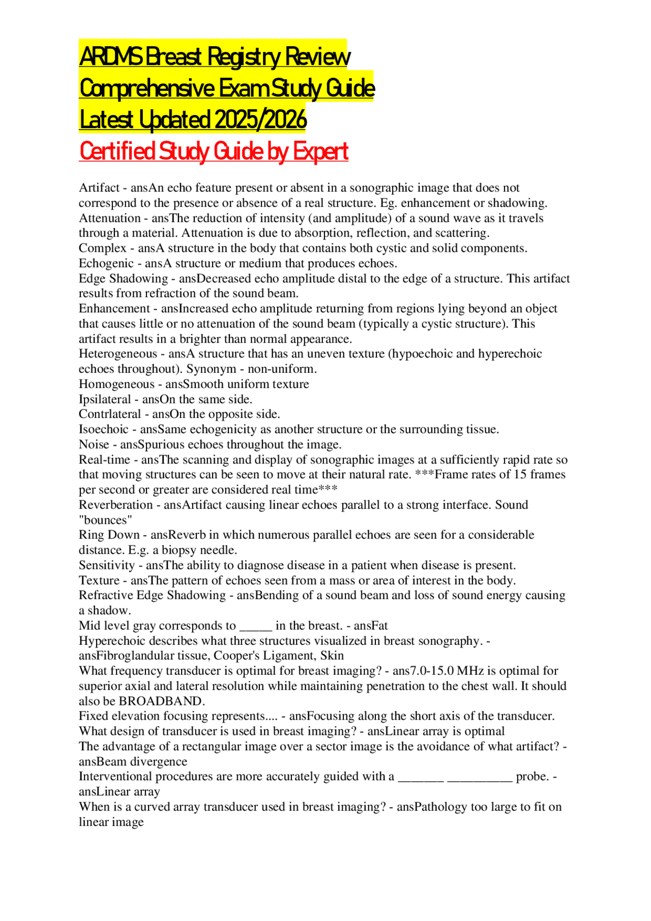 ARDMS Breast Registry Review: Comprehensive Exam Study Guide | Exams ...