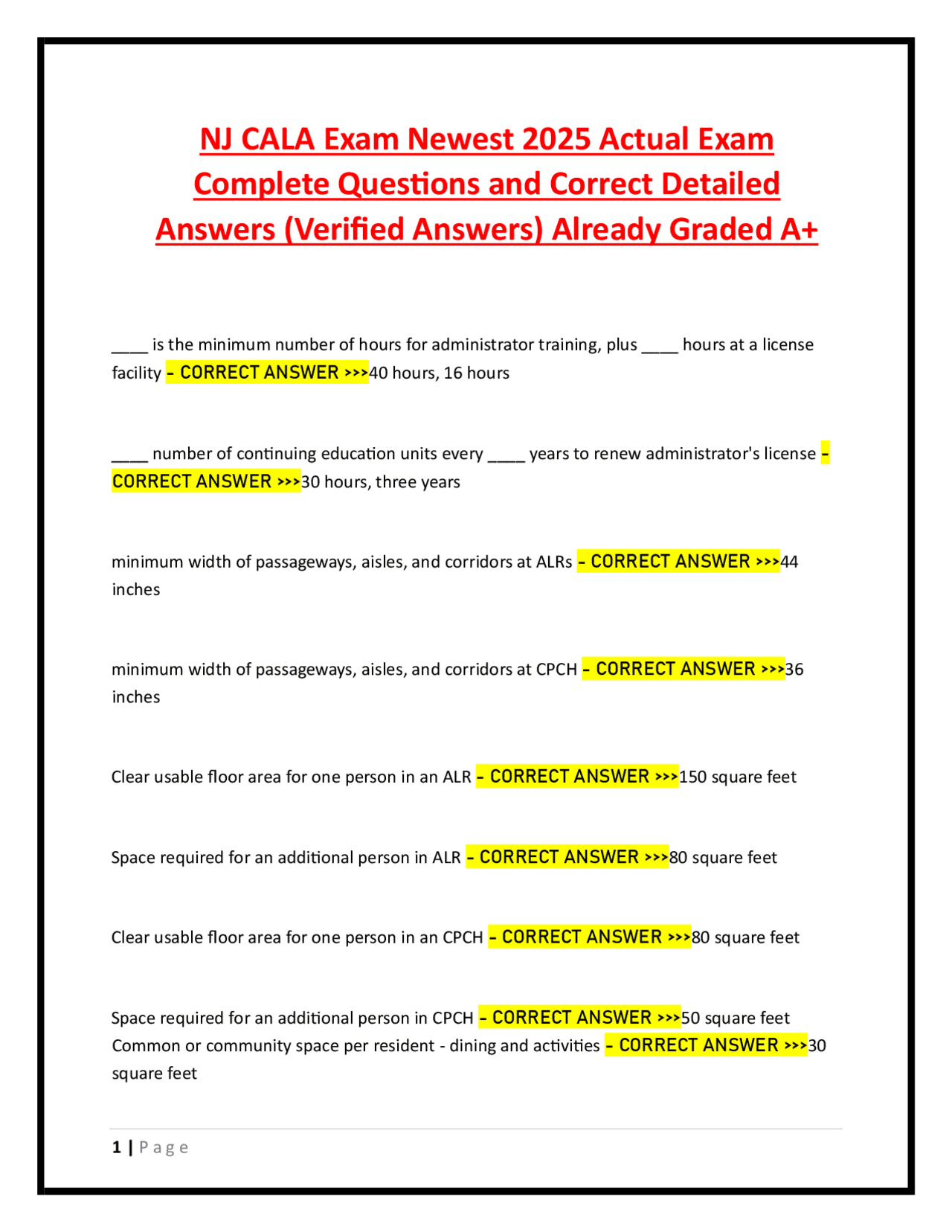NJ CALA Exam Newest 2025 Actual Exam Complete Questions and Correct ...