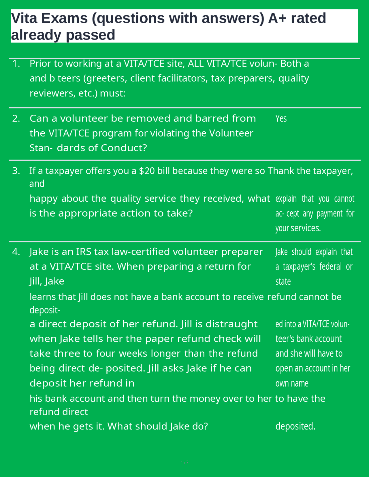 Vita Exams (questions with answers) A+ rated already passed | Exams ...
