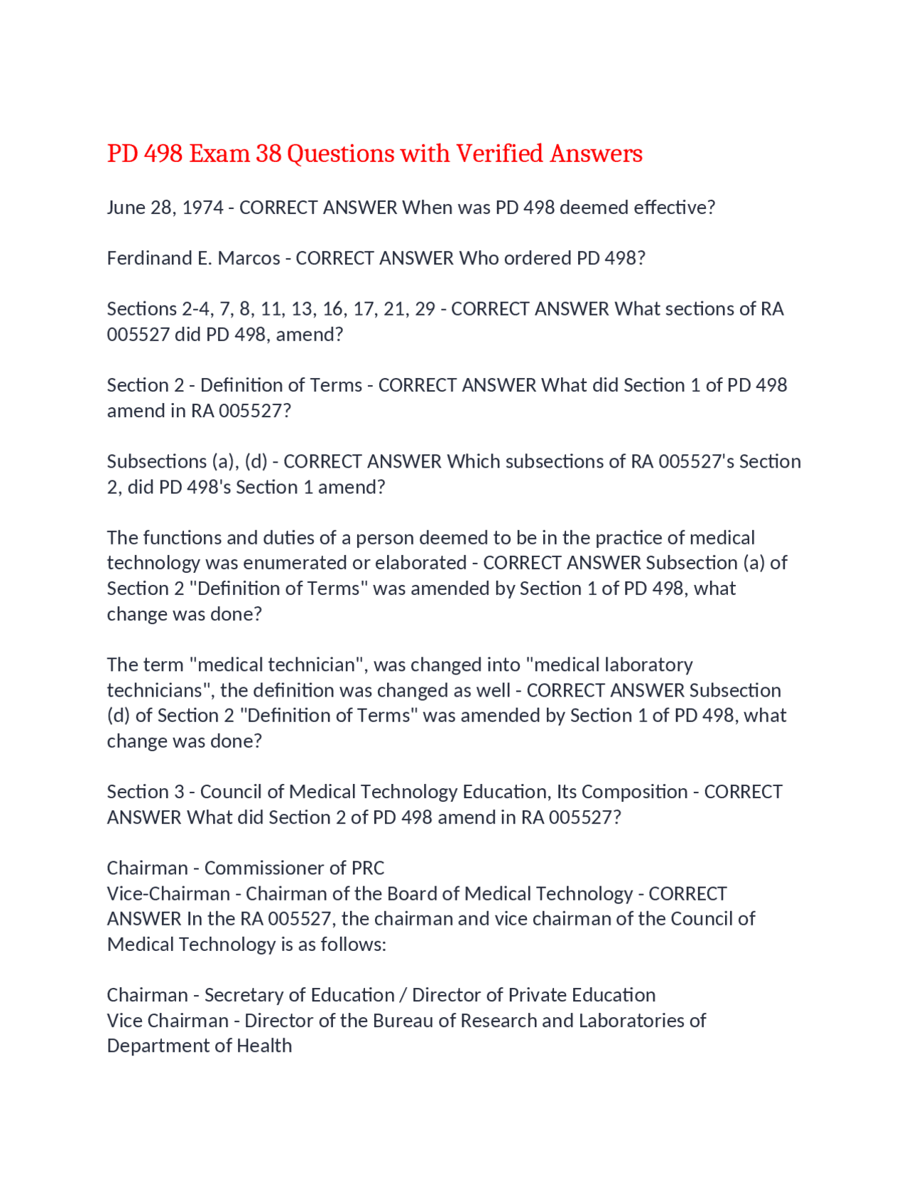 PD 498 Exam 38 Questions with Verified Answers,100% CORRECT | Exams ...