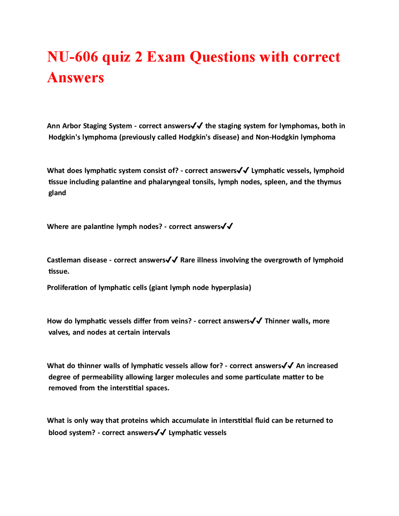 NU-606 quiz 2 Exam Questions with correct Answers | Exams Nursing | Docsity