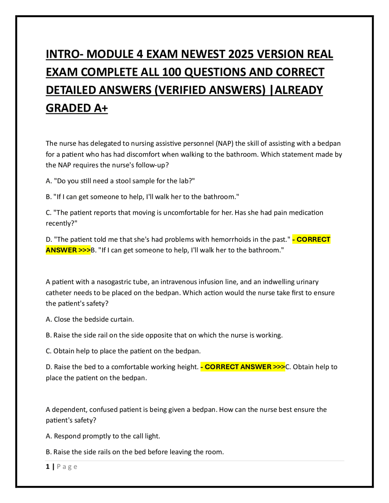 INTRO- MODULE 4 EXAM NEWEST 2025 VERSION REAL EXAM COMPLETE ALL 100 ...