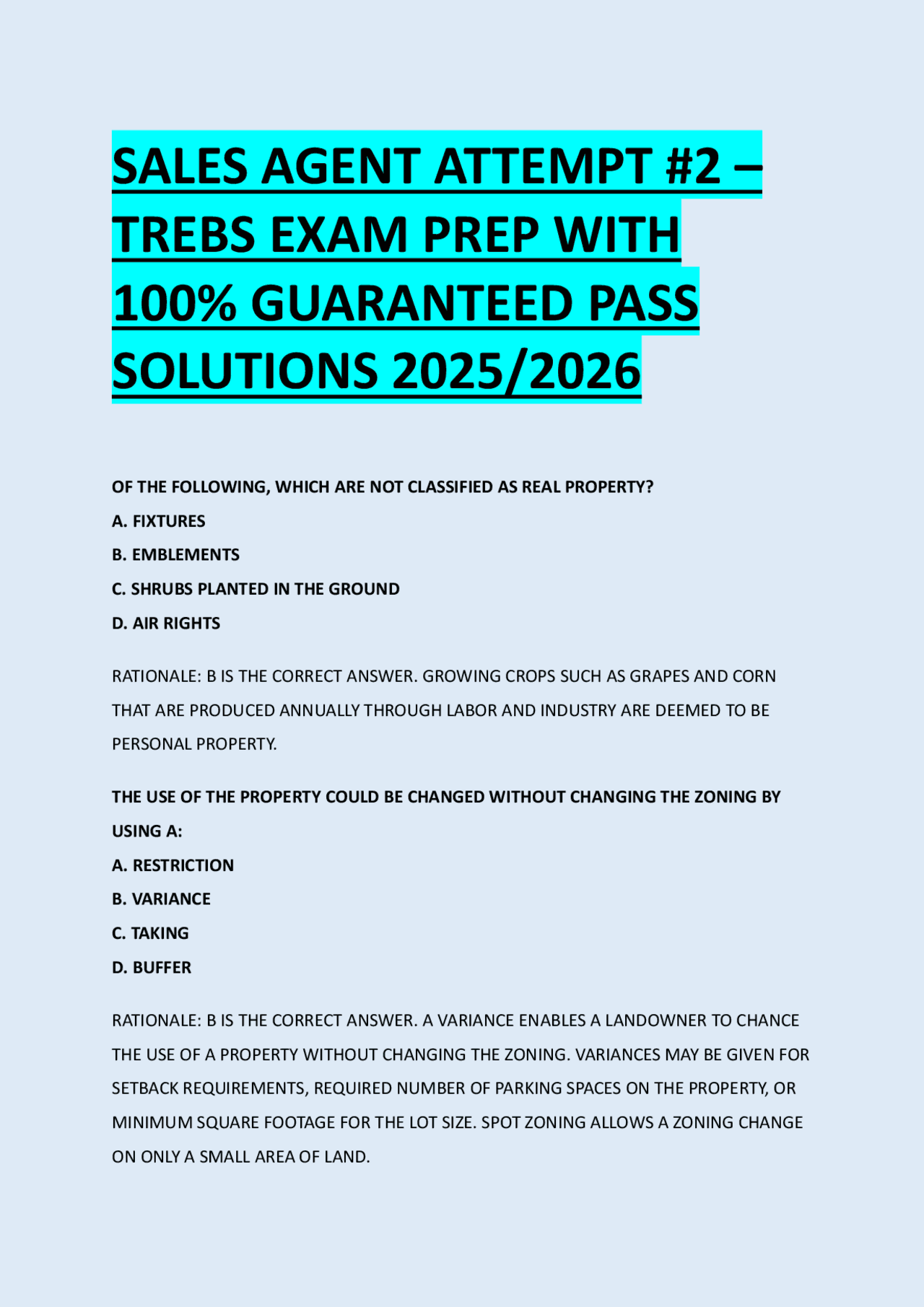 SALES AGENT ATTEMPT #2 – TREBS EXAM PREP WITH 100% GUARANTEED PASS ...