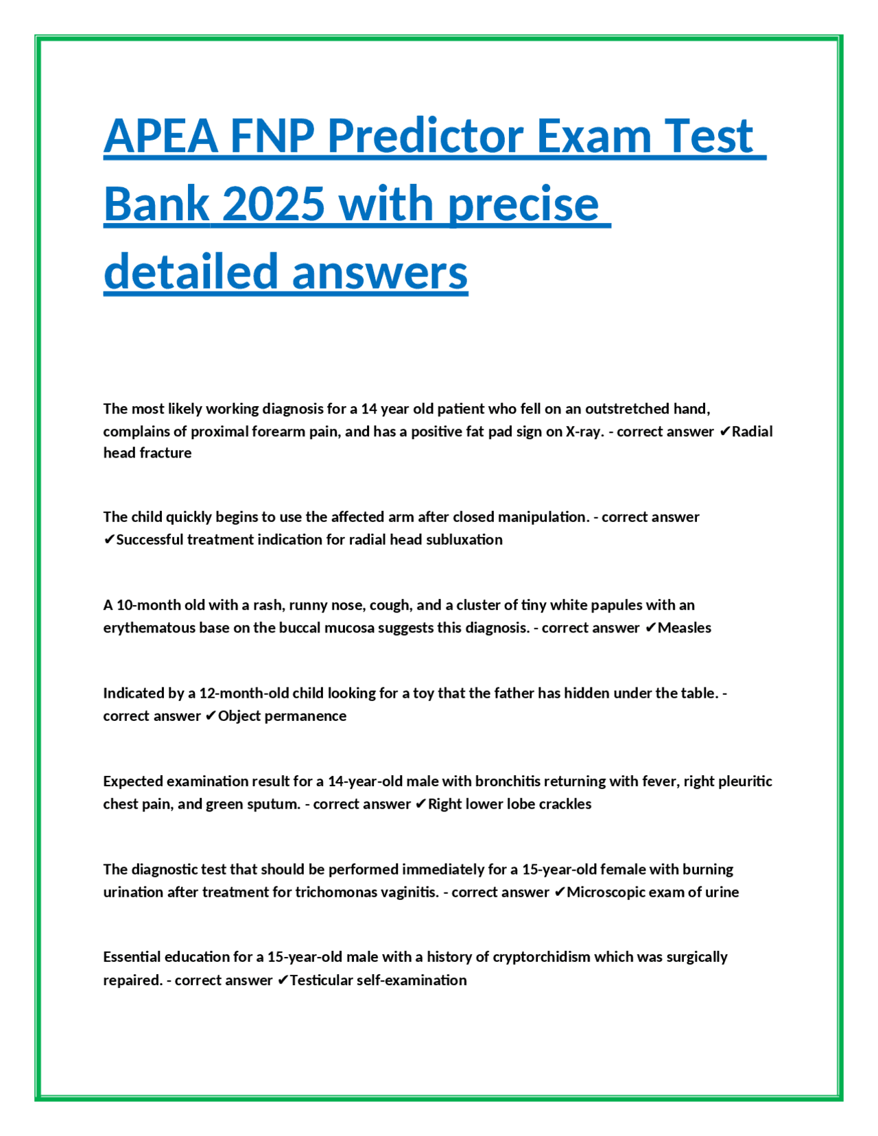 APEA FNP Predictor Exam: Family Nurse Practitioner Review | Exams ...