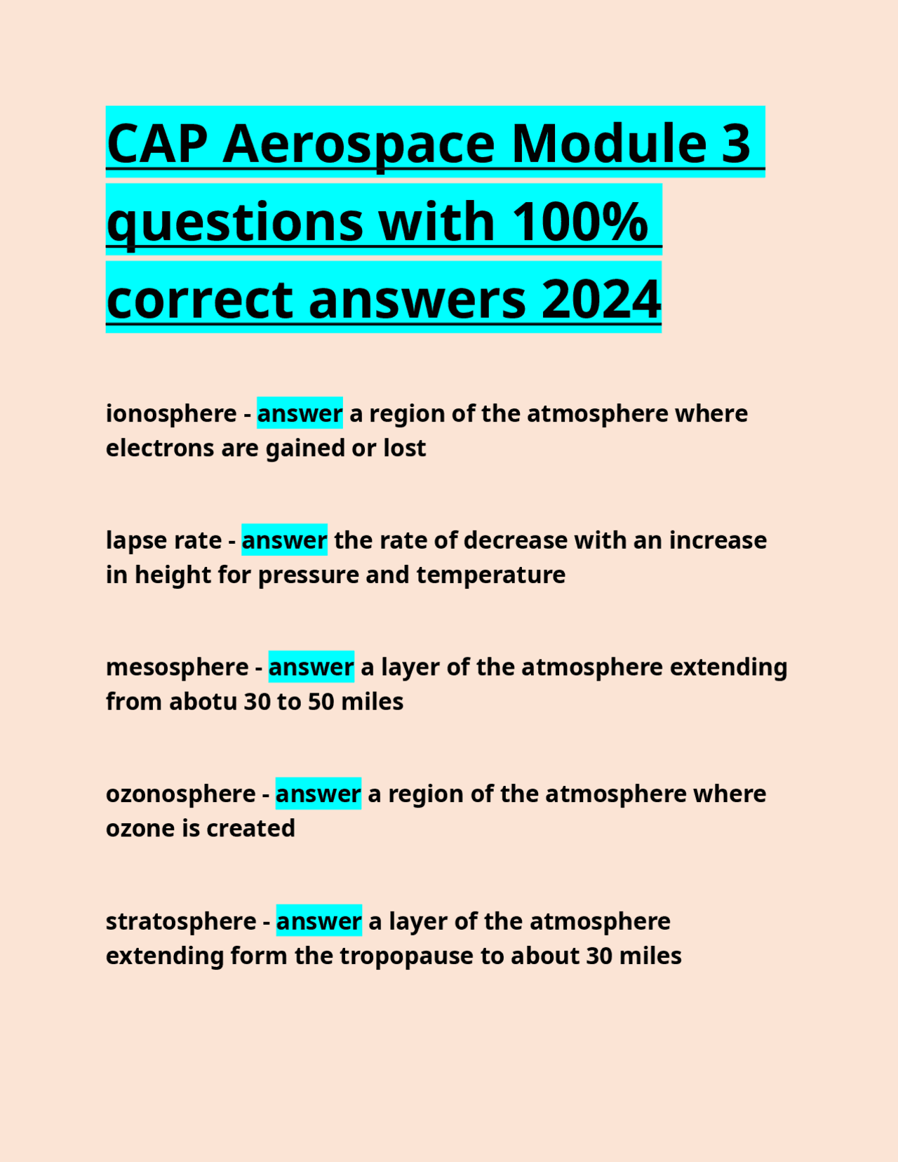 CAP Aerospace Module 3 questions with 100% correct answers 2024.docx ...