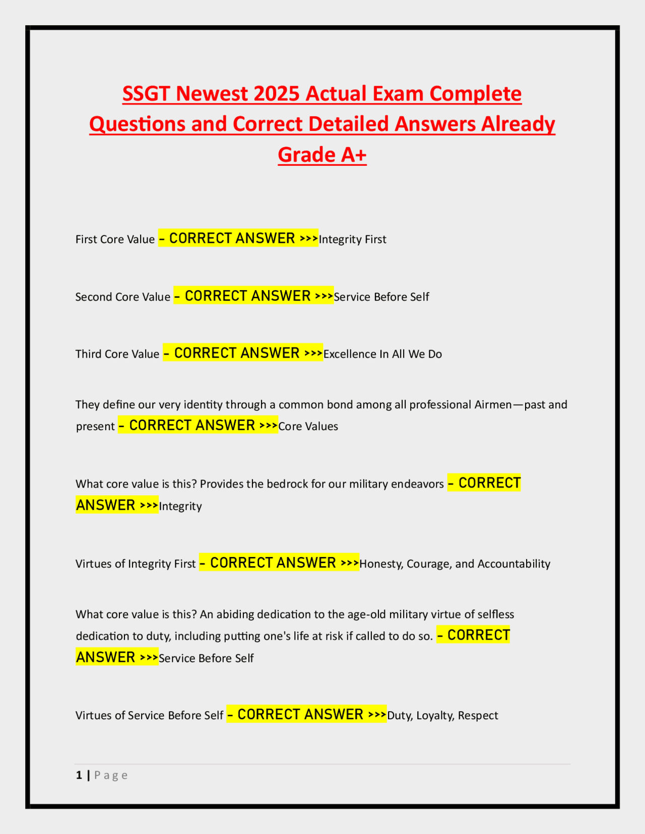 SSGT Newest 2025 Actual Exam Complete Questions and Correct Detailed ...