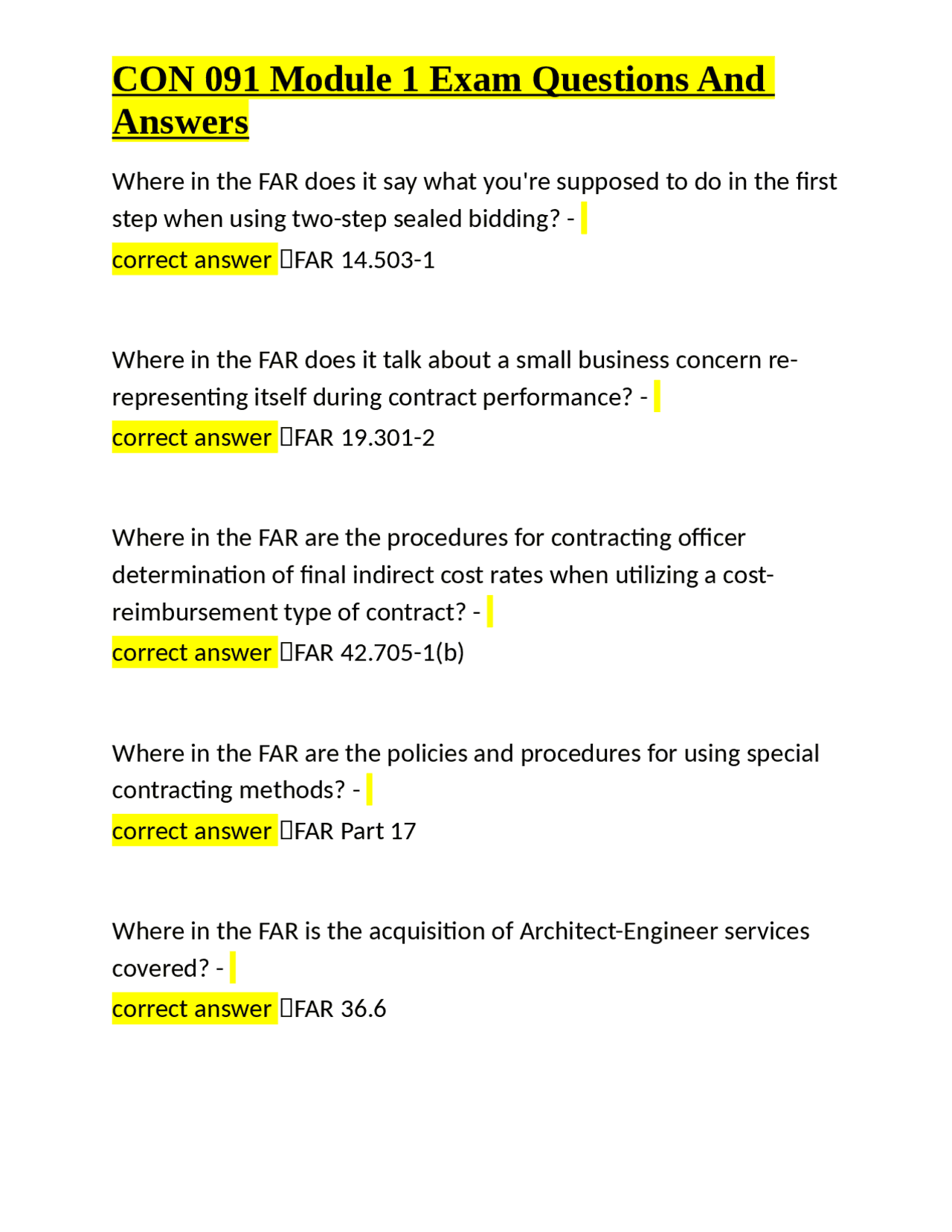 CON 091 Module 1 Exam Questions And Answers | Exams Contract Law | Docsity
