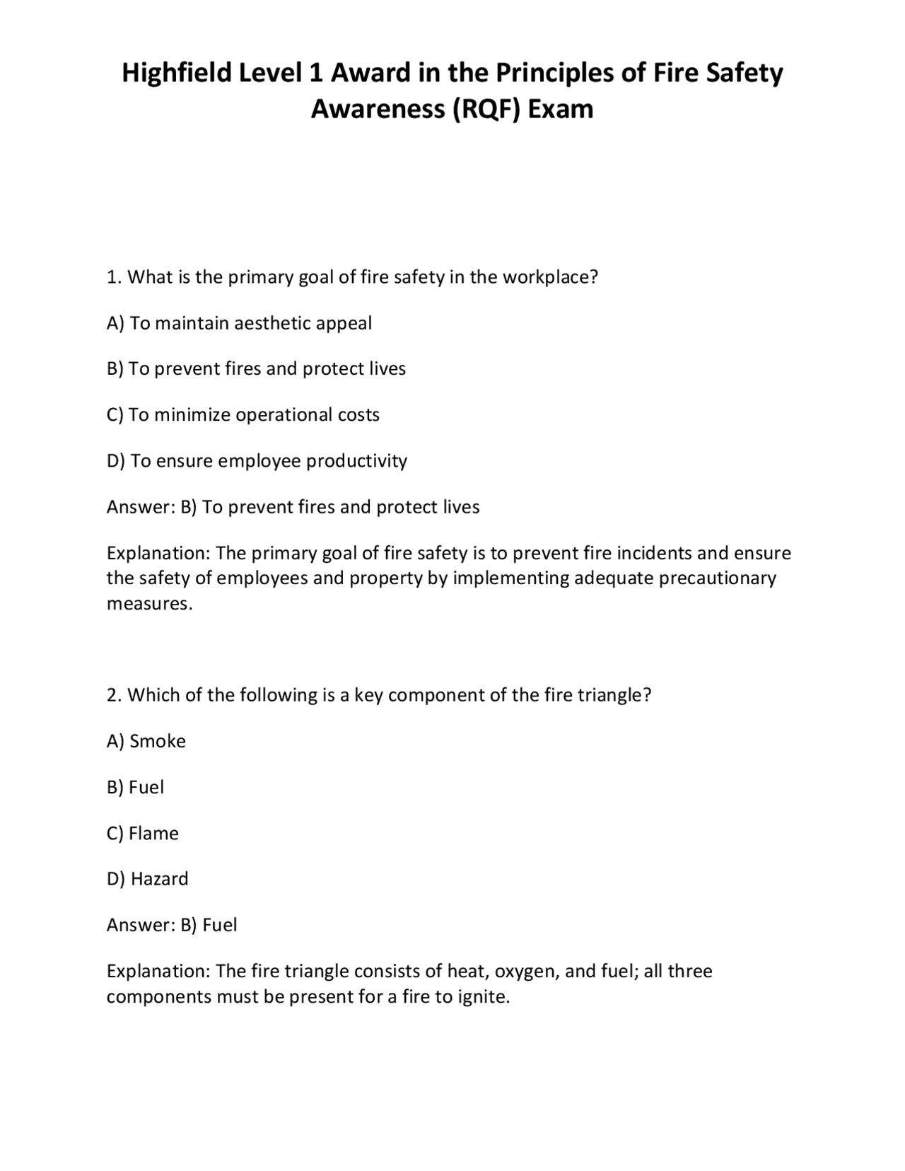 Highfield Level 1 Award in the Principles of Fire Safety Awareness (RQF ...