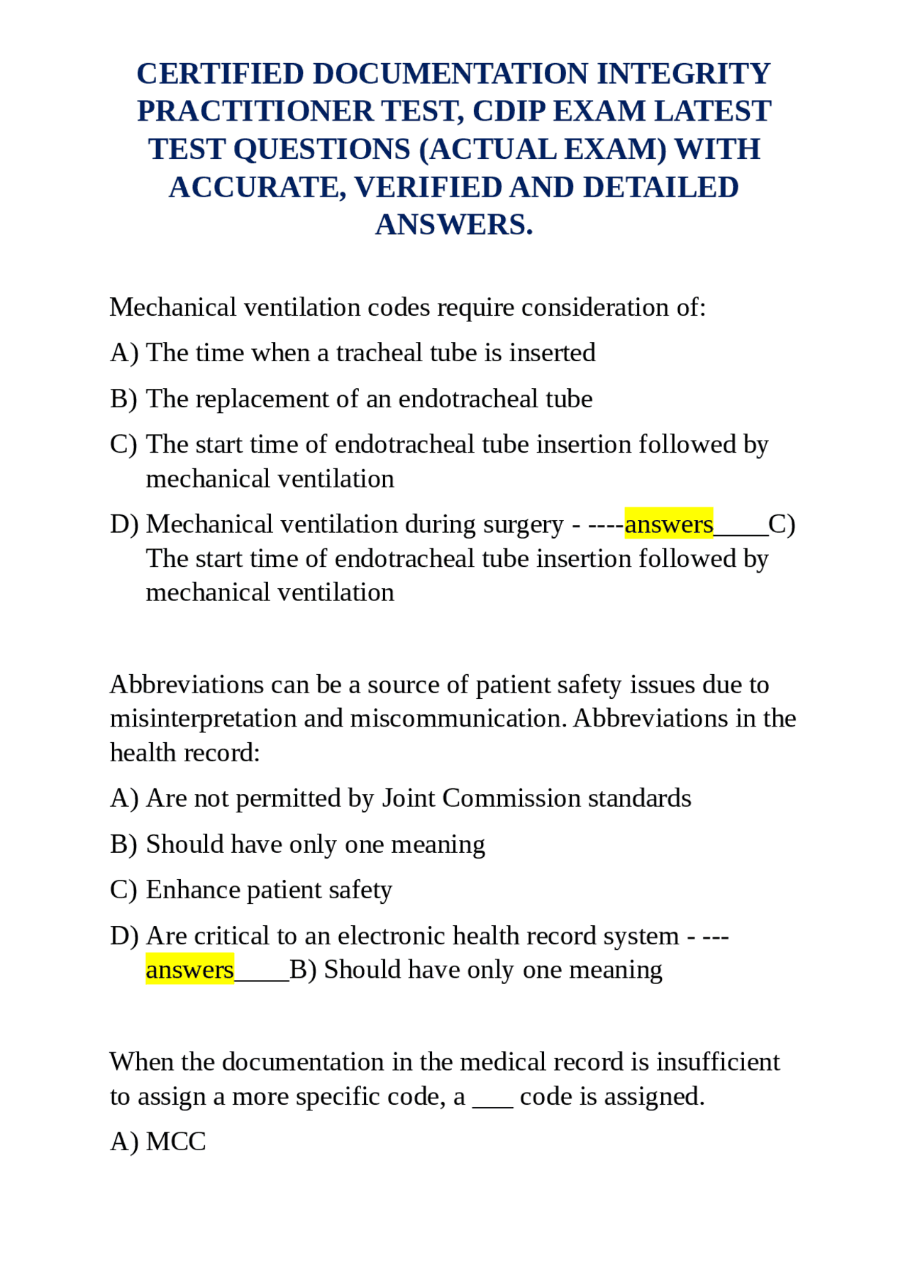 CDIP Exam Practice Questions: Certified Documentation Integrity ...