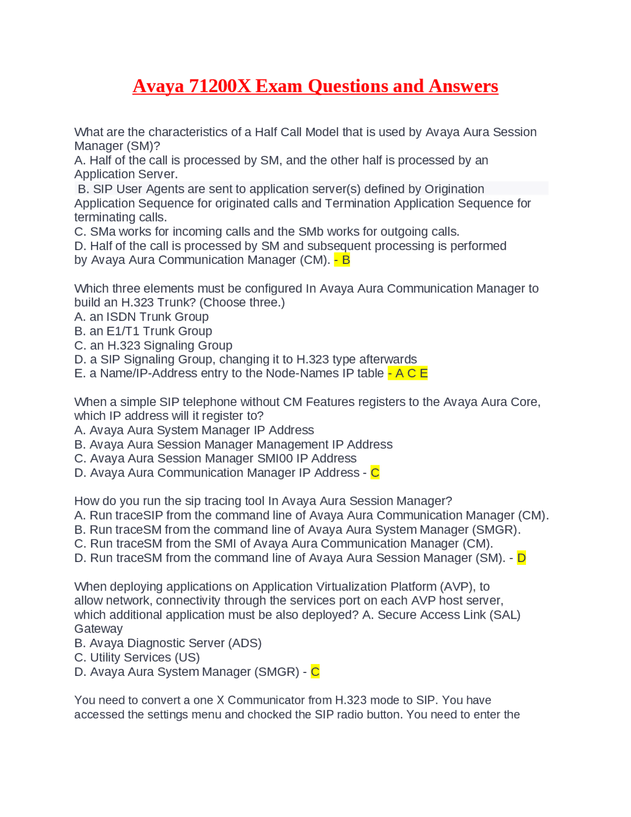 Avaya Aura Exam Questions and Answers: A Comprehensive Guide | Exams ...