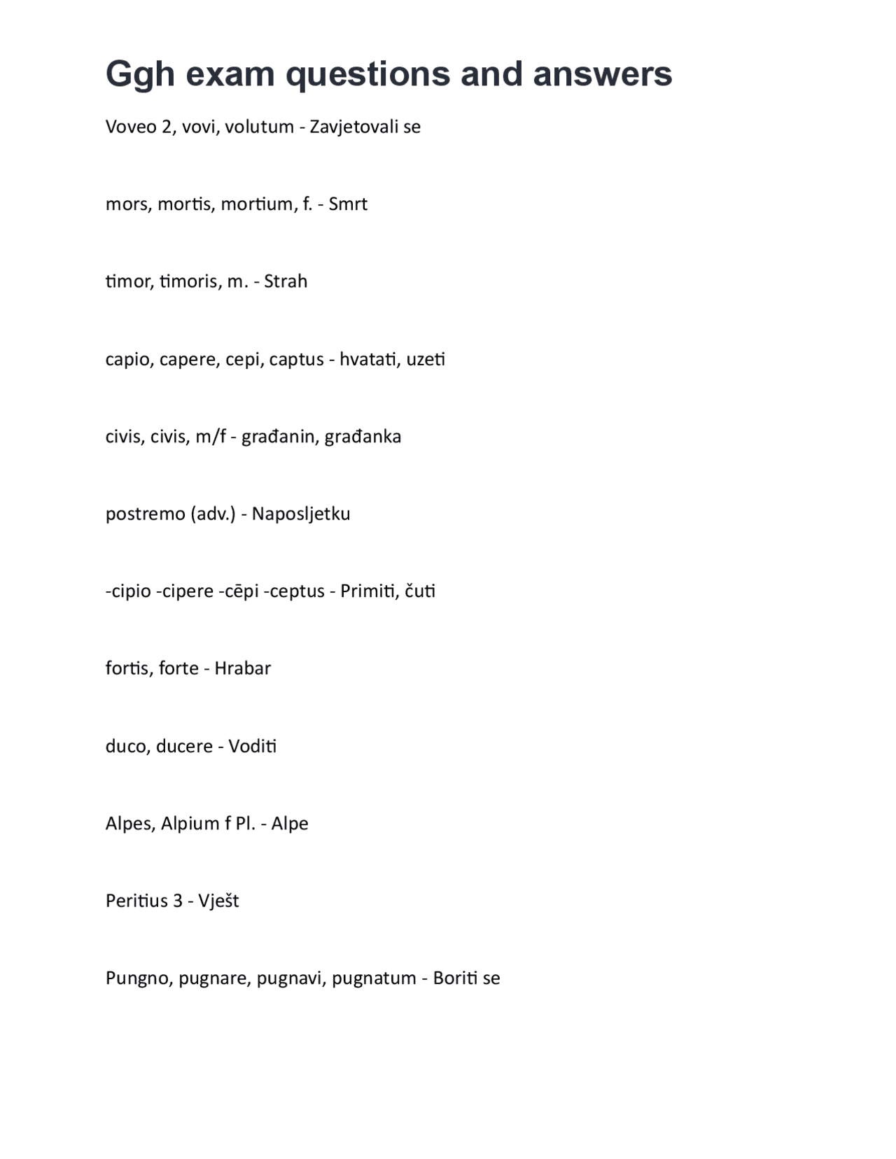 Latin Vocabulary List: Basic Terms and Definitions | Exams Nursing ...