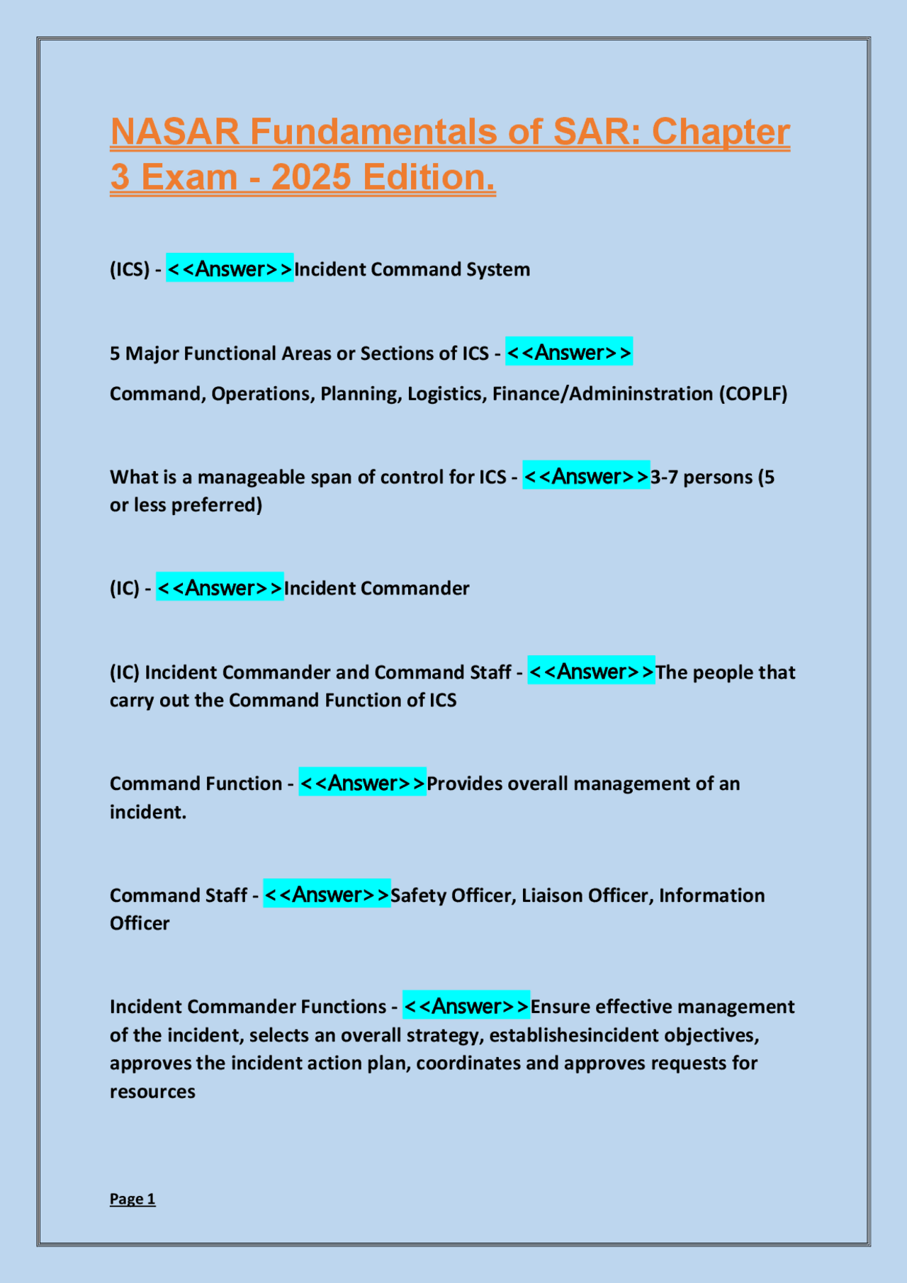 NASAR Fundamentals of SAR: Chapter 3 Exam - 2025 Edition | Exams ...