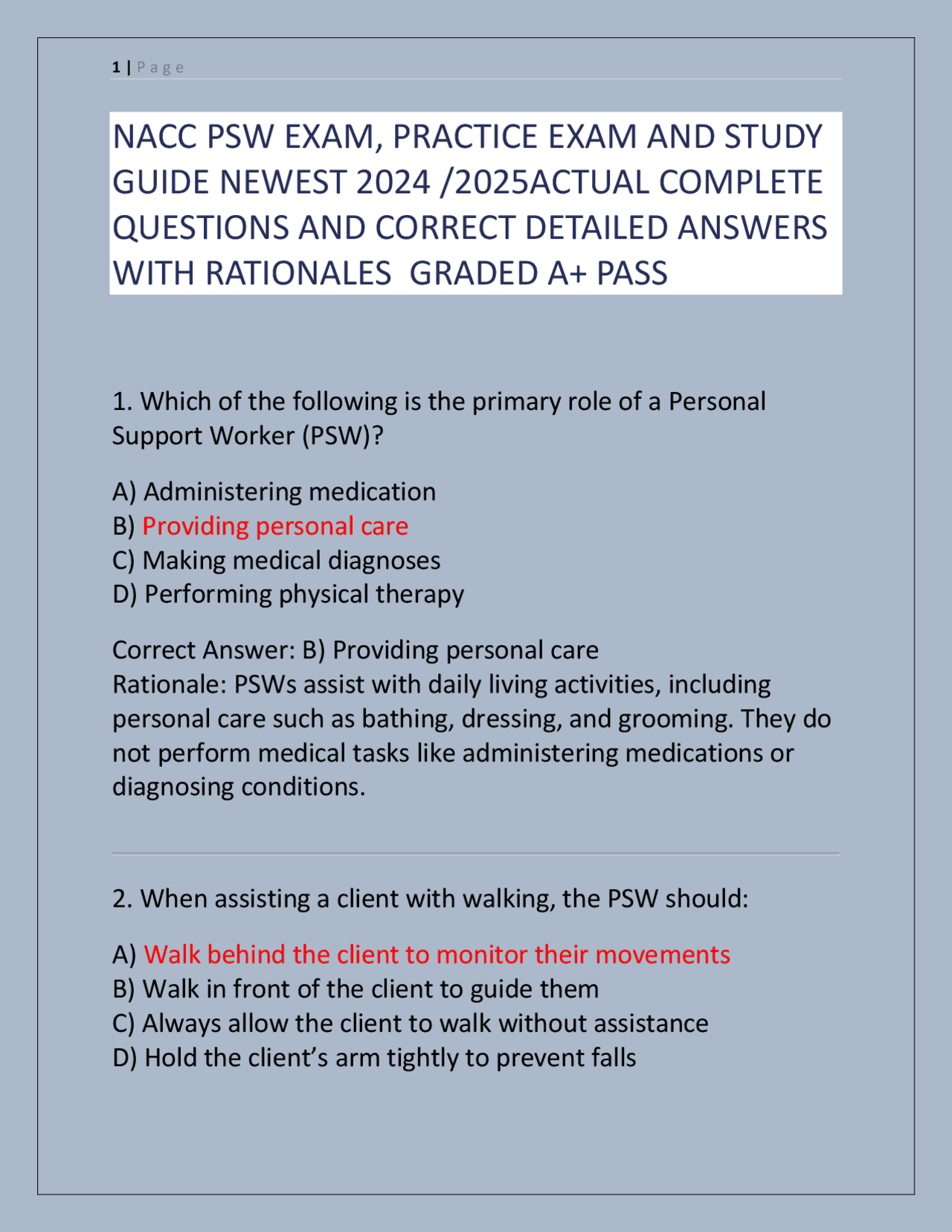 NACC PSW EXAM, PRACTICE EXAM AND STUDY GUIDE NEWEST 2024 /2025ACTUAL ...