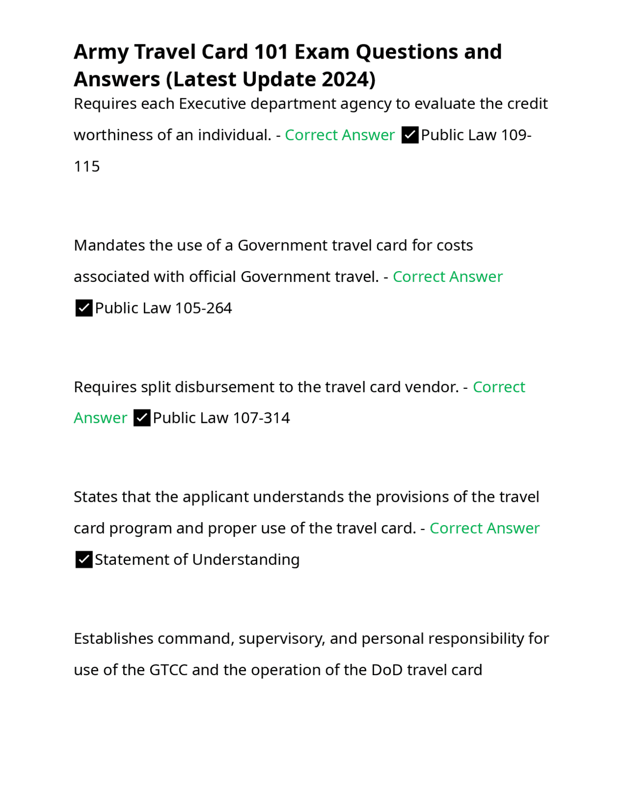 Army Travel Card 101 Exam Questions and Answers: A Comprehensive Guide ...