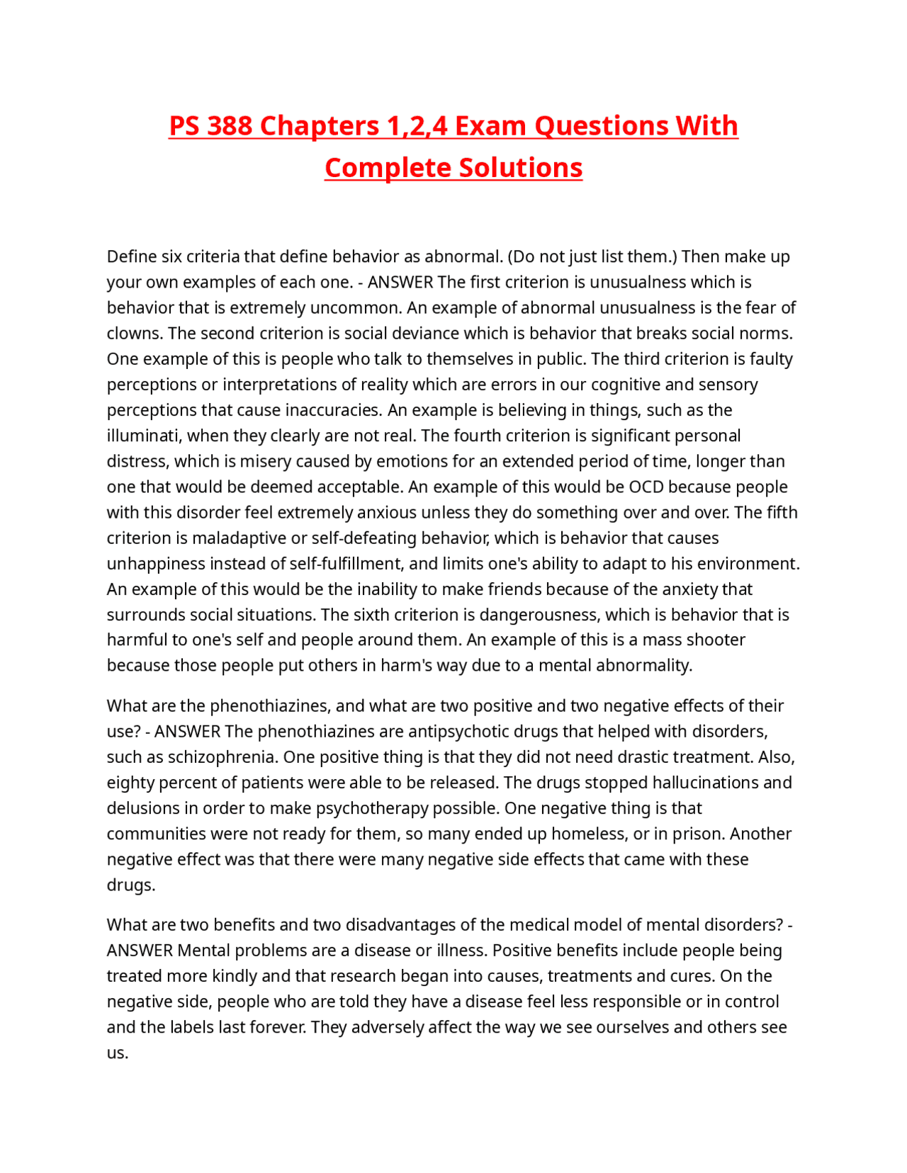 PS 388 Chapters 1,2,4 Exam Questions With Complete Solutions. | Exams ...