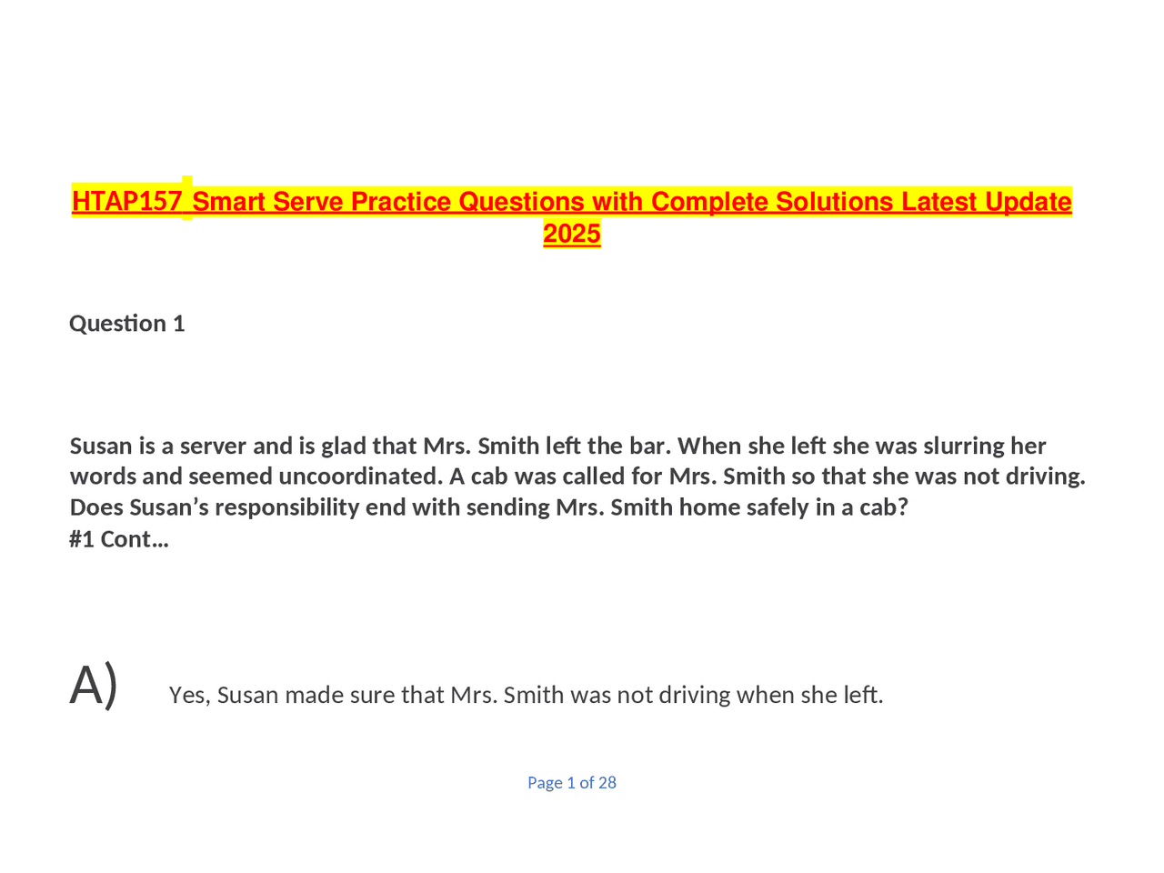 HTAP157 Smart Serve Practice Questions with Complete Solutions Latest ...