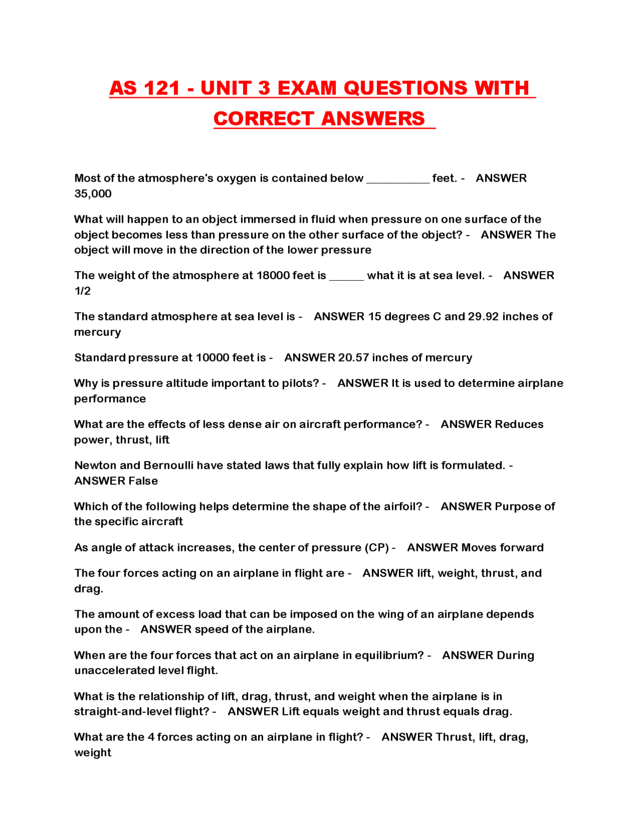 Aviation Principles: Multiple Choice Questions and Answers | Exams ...