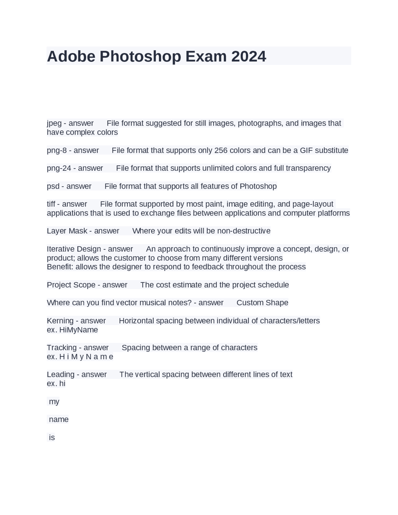 Adobe Photoshop Exam 2024-2025 Questions with Solutions | Exams ...