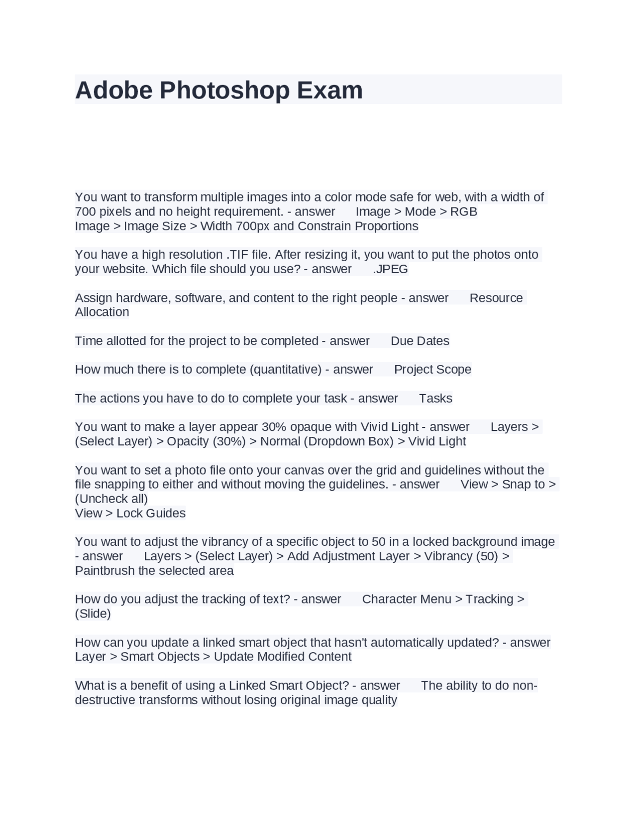 Adobe Photoshop Exam Questions and Answers 2025 | Exams Advanced ...