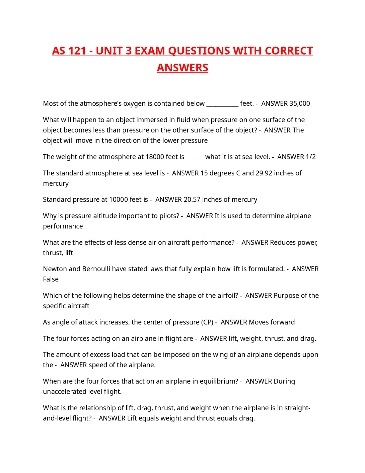 Aviation Principles: Multiple Choice Questions and Answers | Exams ...