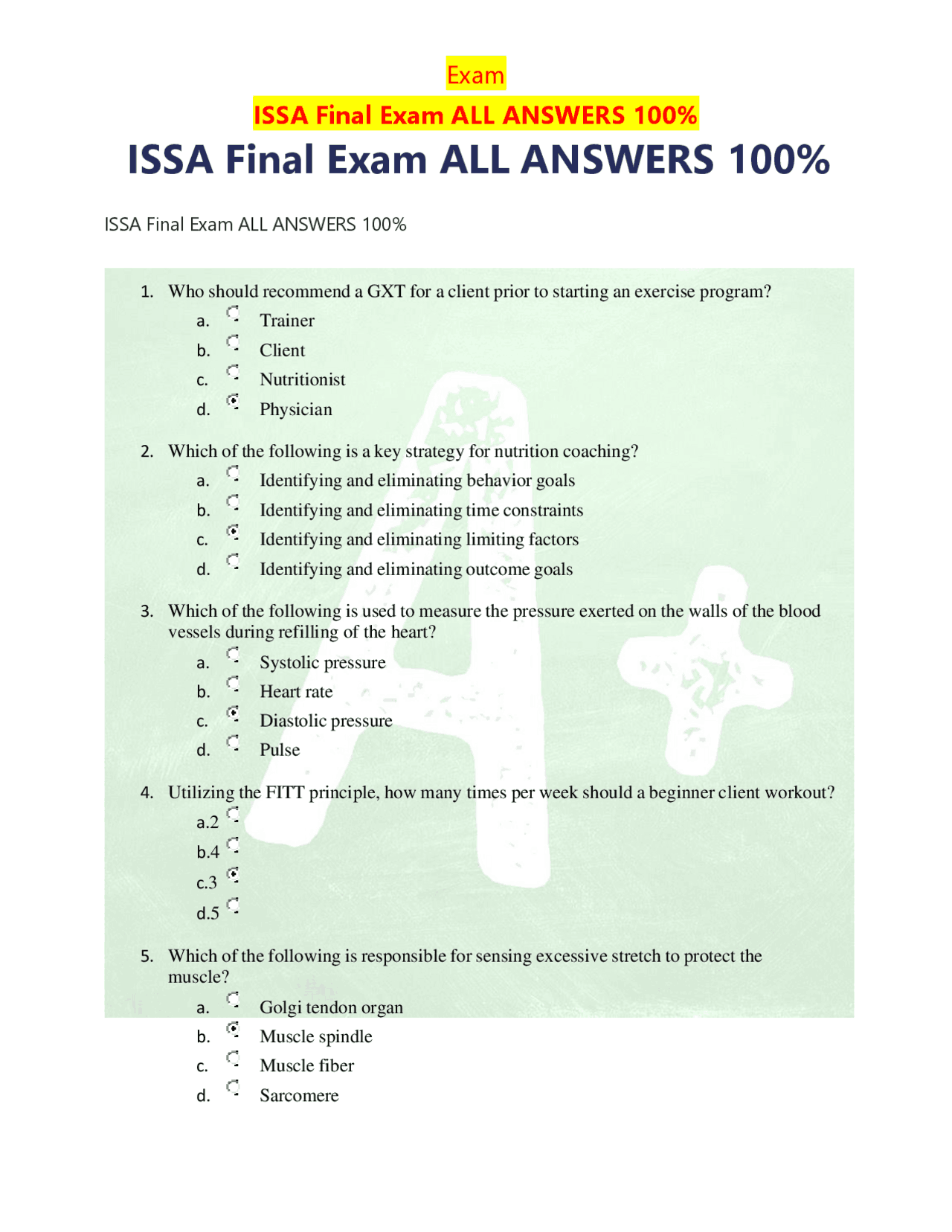 ISSA Final Exam ALL ANSWERS 100% ISSA Final Exam ALL ANSWERS 100% ...