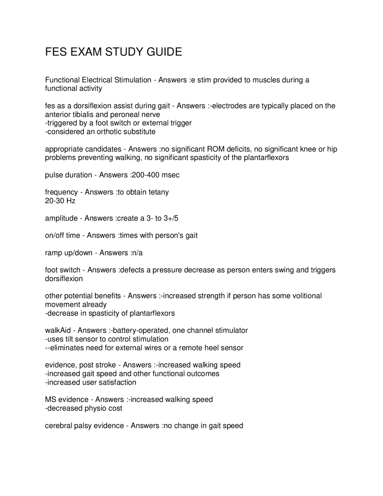 Functional Electrical Stimulation (FES) Therapy: Applications ...