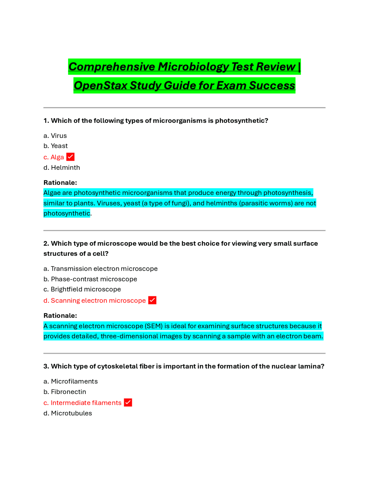 Microbiology Exam Review: Multiple Choice Questions and Answers | Exams ...