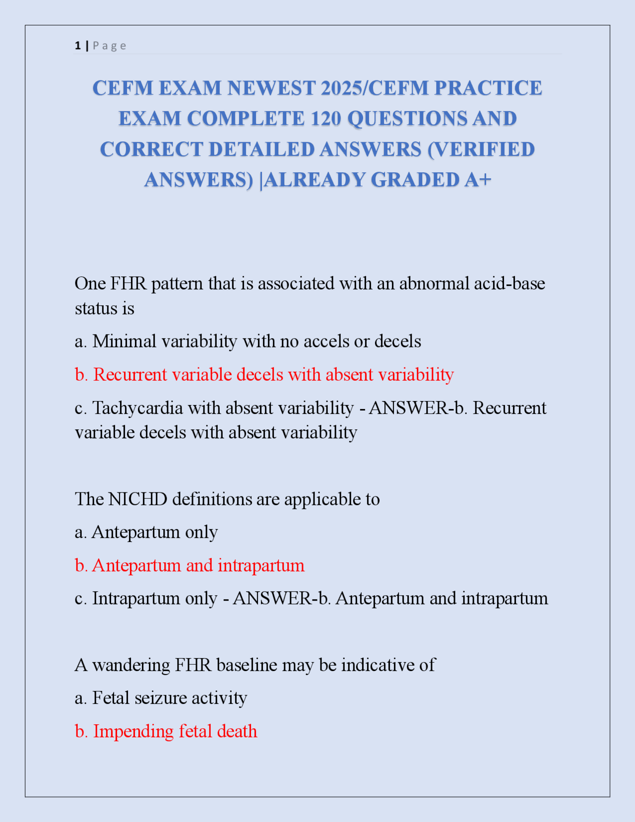 CEFM EXAM NEWEST 2025/CEFM PRACTICE EXAM COMPLETE 120 QUESTIONS AND ...