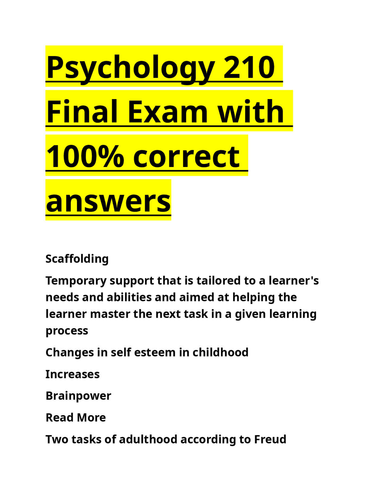 Psychology 210 Final Exam with 100% correct answers.docx | Exams ...