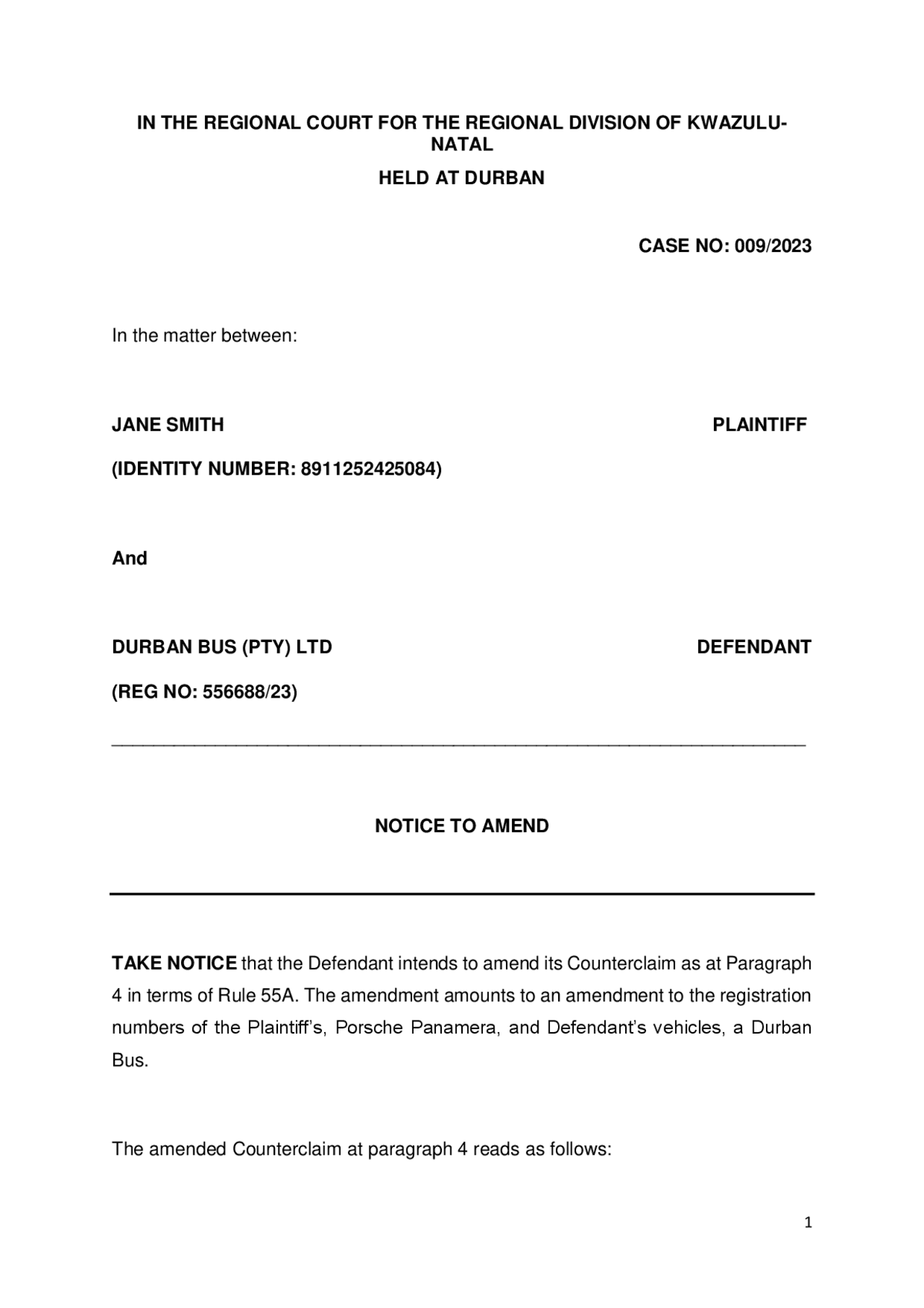 NOTICE TO AMEND A DOCUMENT THAT WAS ALREADY SERVED TO YOUR CLIENT ...