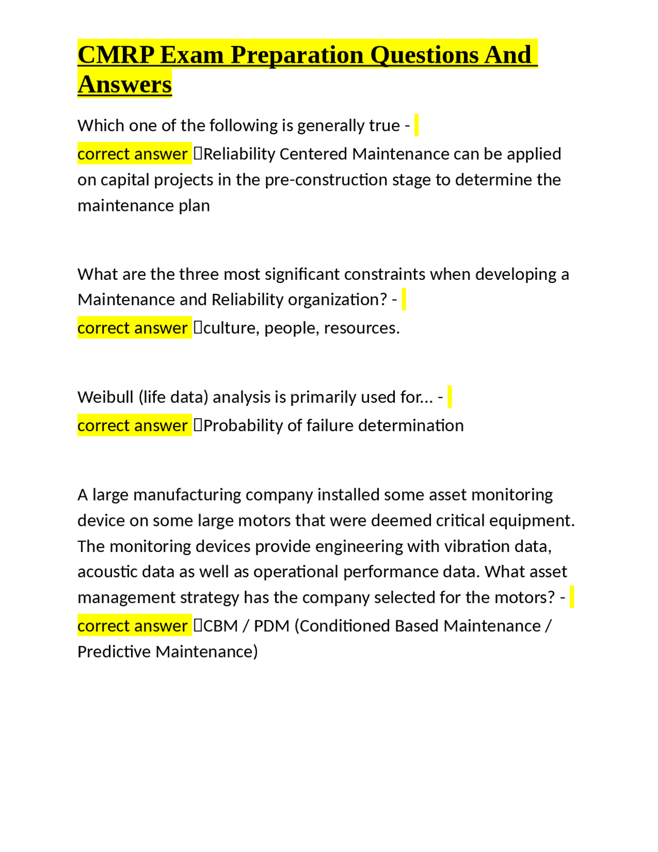CMRP Exam Preparation Questions And Answers | Exams Culture & Society ...