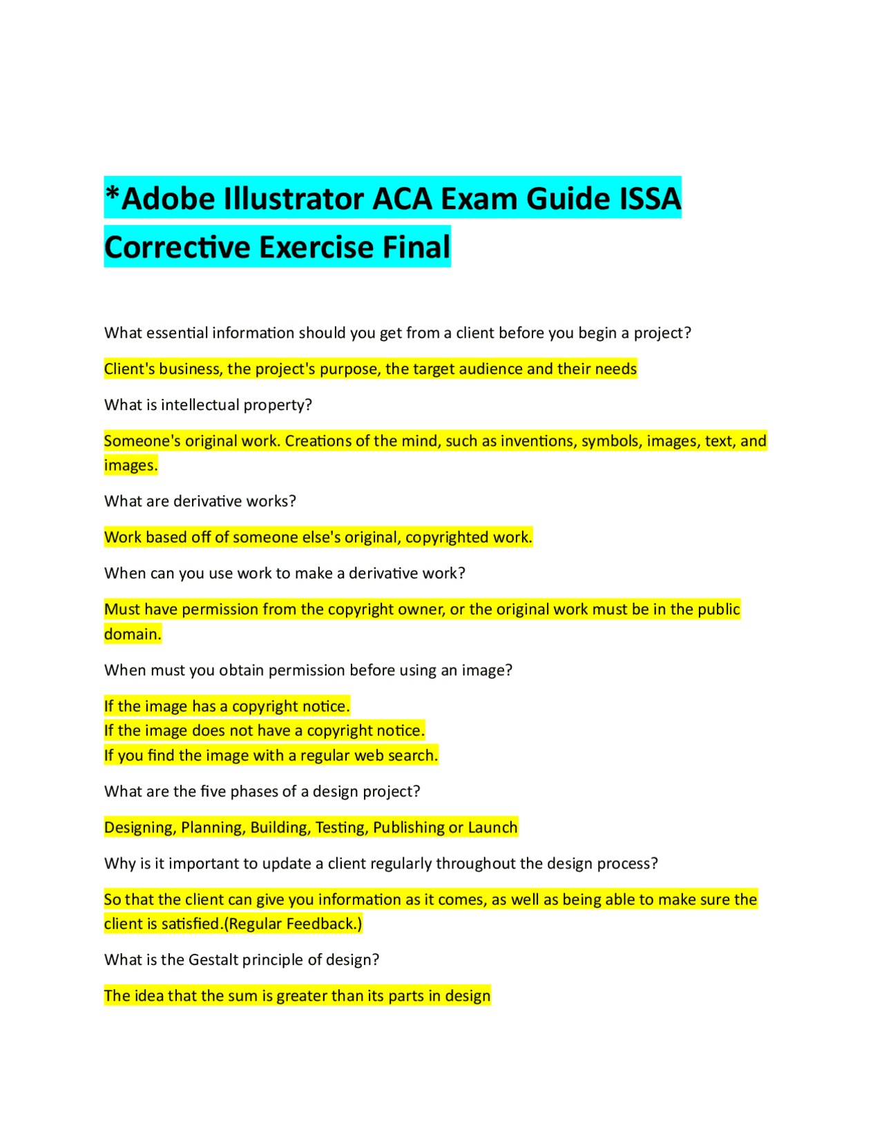 *Adobe Illustrator ACA Exam Guide ISSA Corrective Exercise Final ...
