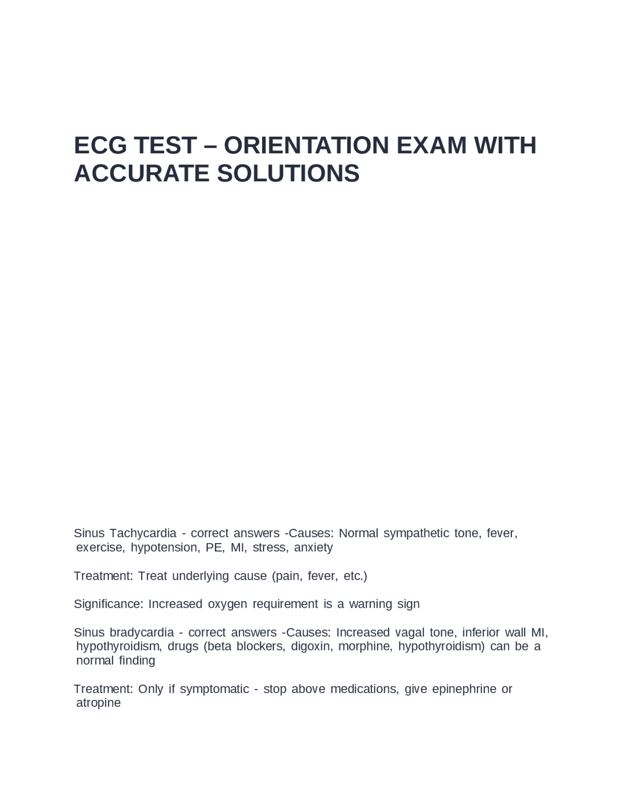 ECG Test - Orientation exam with accurate solutions | Exams Advanced ...