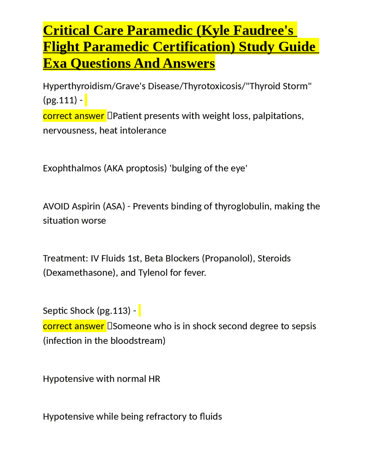 Critical Care Paramedic (Kyle Faudree's Flight Paramedic Certification ...