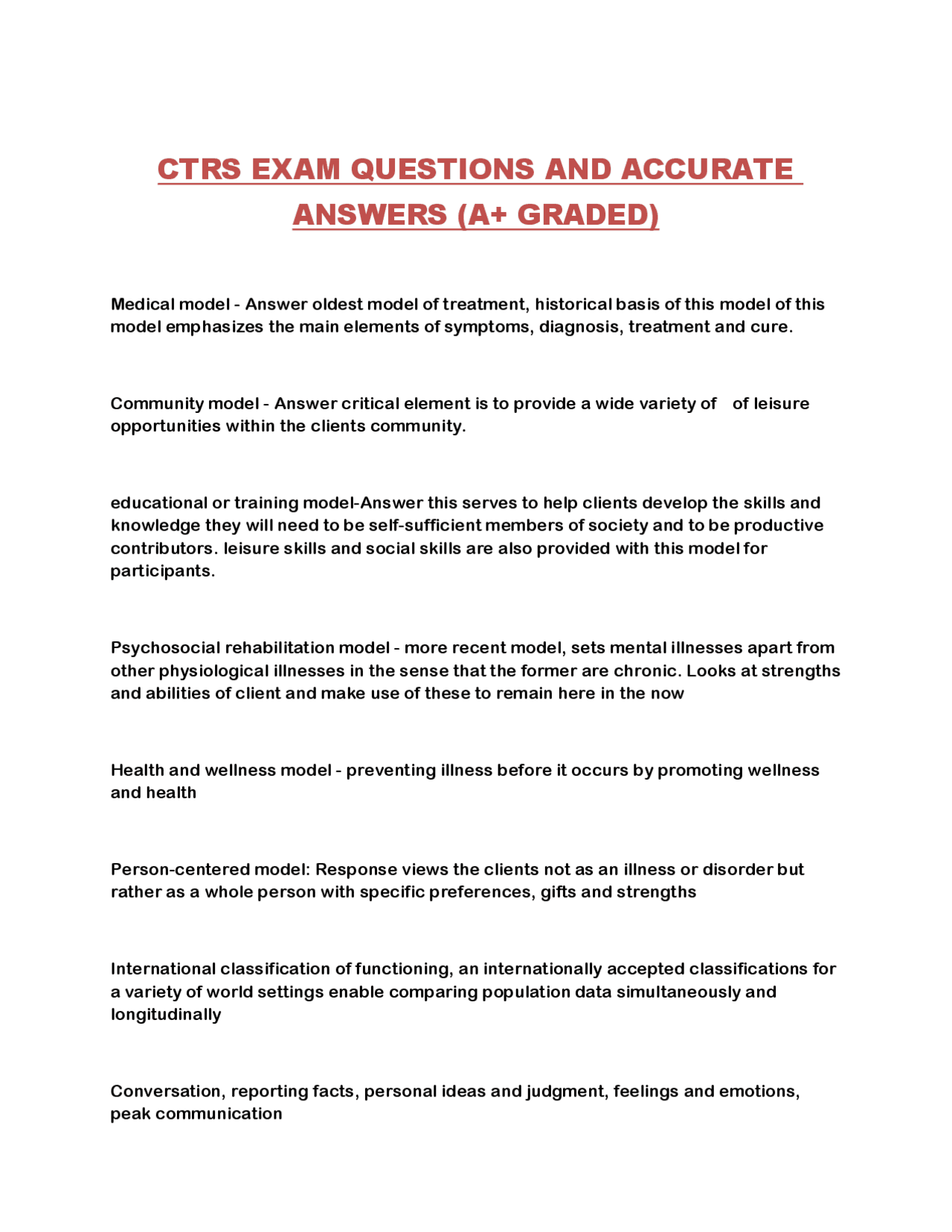 CTRS EXAM QUESTIONS AND ACCURATE ANSWERS (A+ GRADED) | Exams Advanced ...